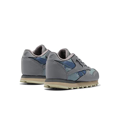 Reebok Boy's Classic Leather Sneaker, Jurassic World/Grey/Teal Fog/Brave Blue, 3.5 Big Kid