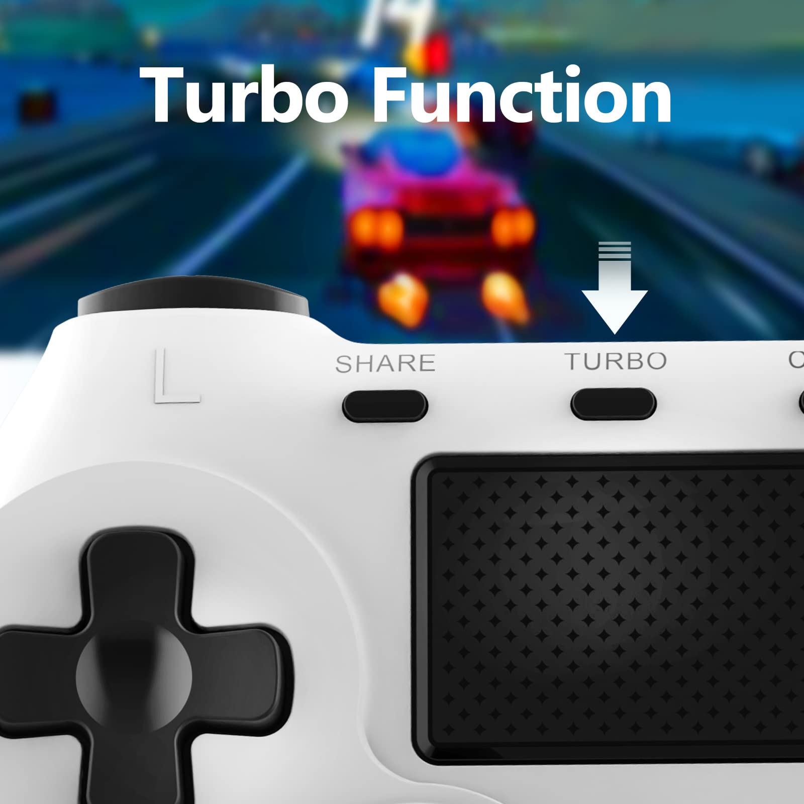 TERIOS Gaming Controller Compatible with PS4/Pro/Slim, Wireless Controller with Enhanced Dual Shock/Superior Control and Shot Precision (White)