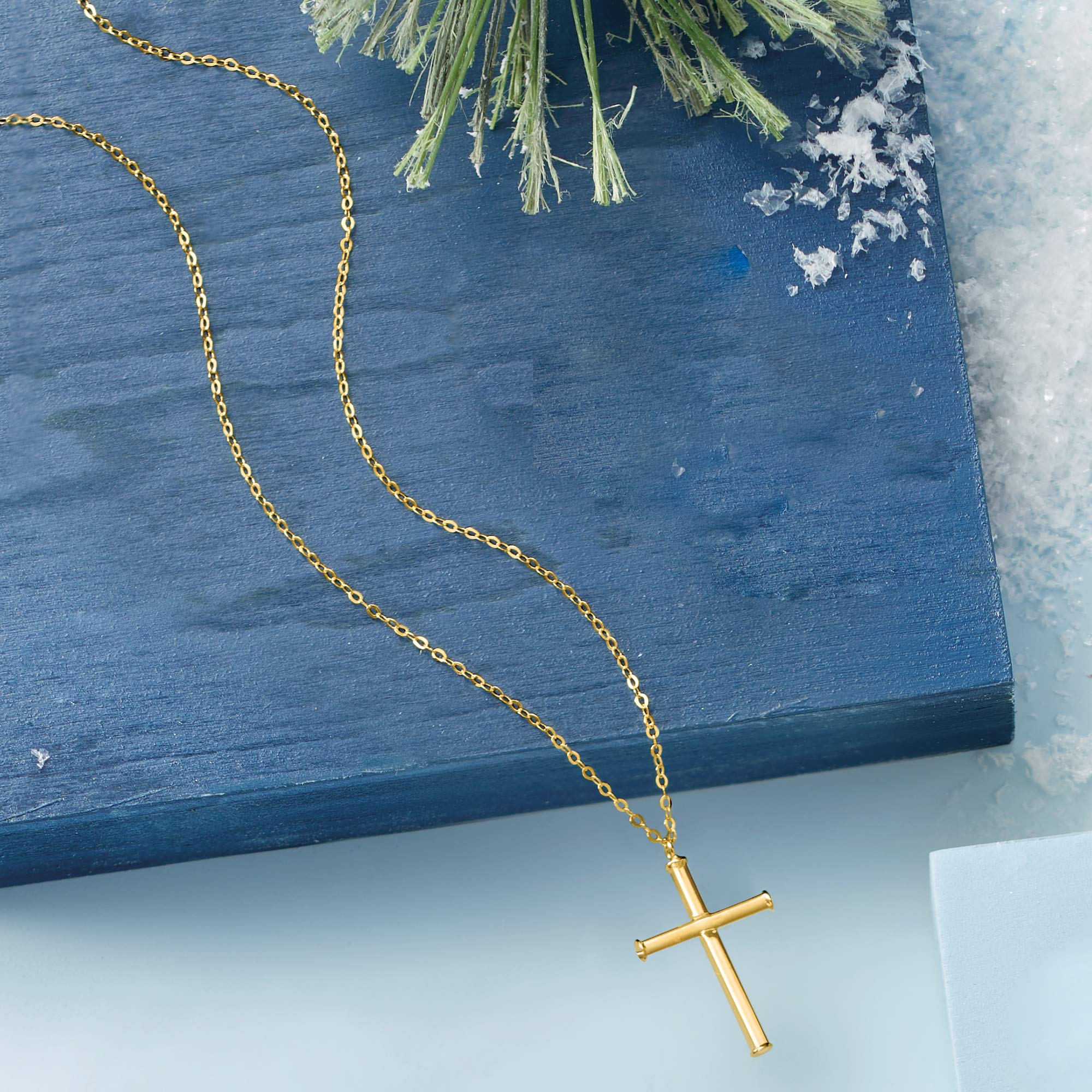 Ross-Simons Italian 14kt Yellow Gold Cross Necklace. 20 inches