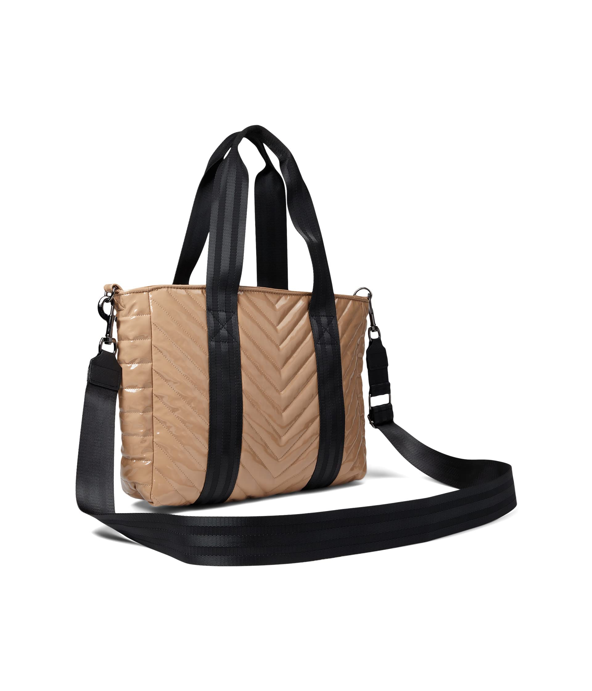 Think Royln Telluride Chevron Tote - Large Nude Patent/Black/White V Color-Block One Size