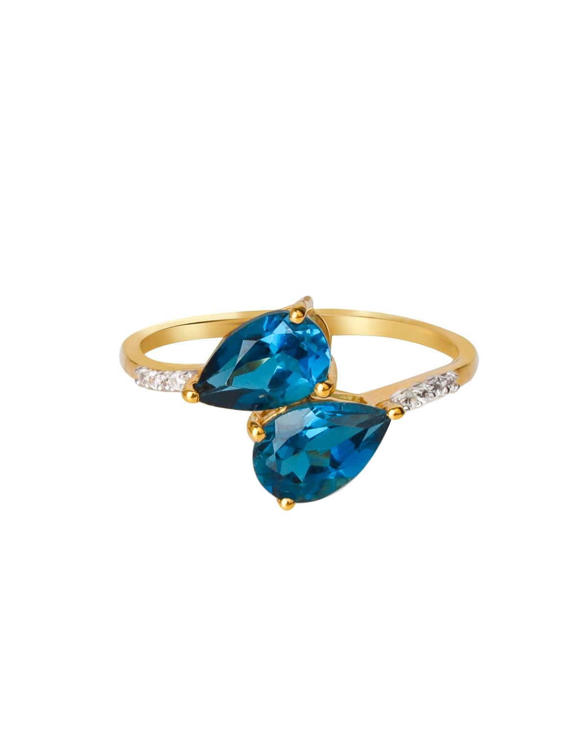 YoTreasure 2.09 Ct. London Blue Topaz White Sapphire 10kt Yellow Gold Engagement Ring