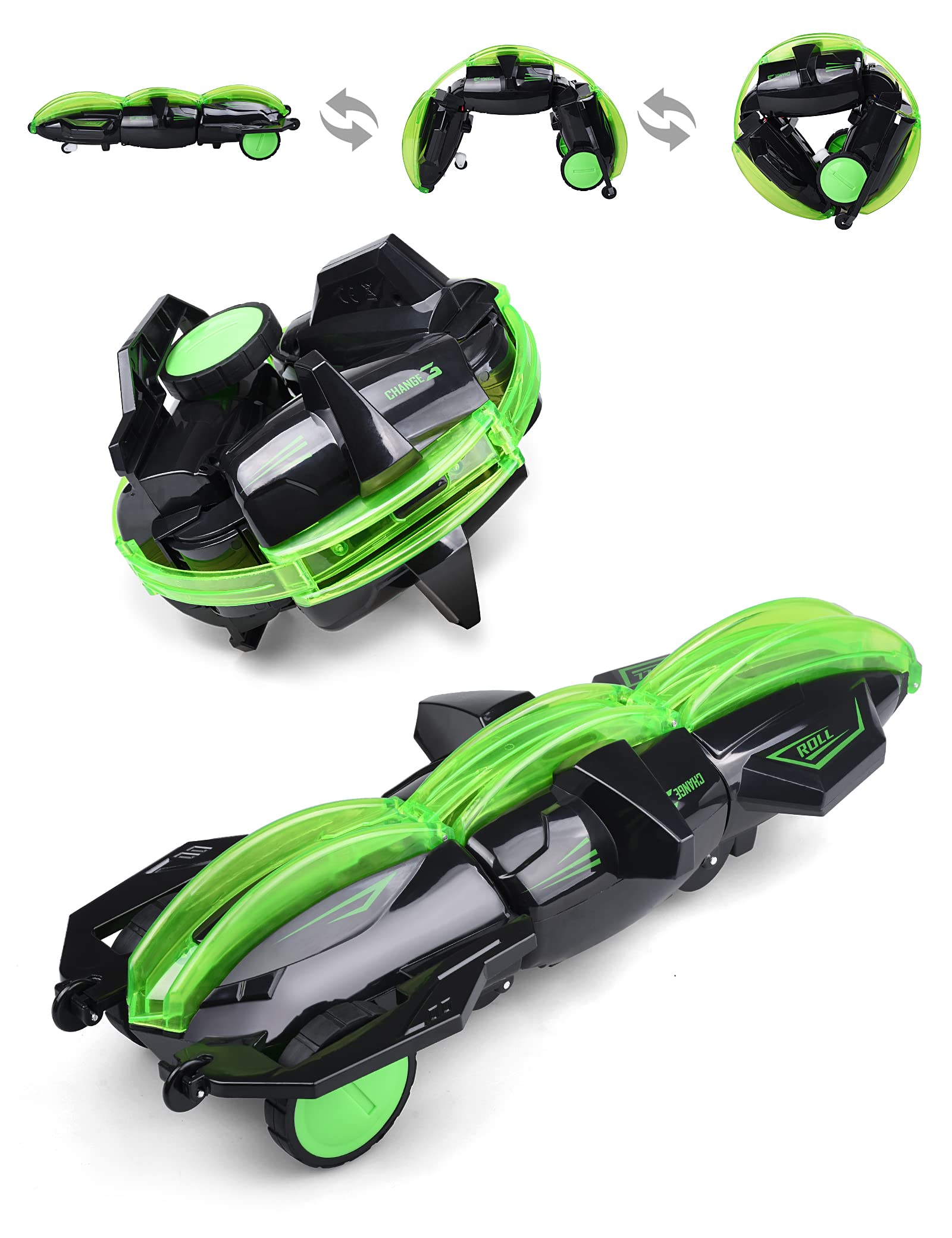 Remote Control Car,Rc Stunt Snake 360° Roll Rotation Transforming Toy,With 2.4Ghz High Frequency Controller Birthday Christmas For Girls Boys Cool Stuff Toys drift stunt remote control car (green)