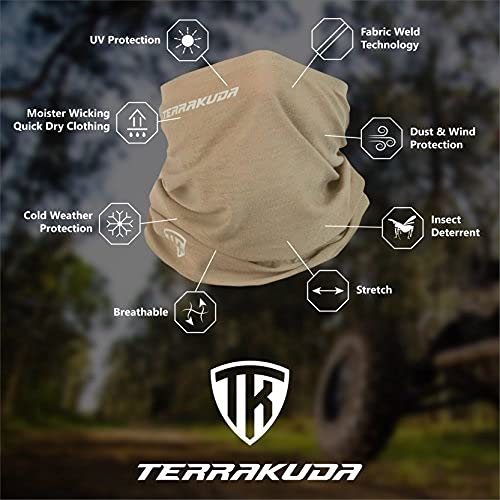 Terra Kuda Face Clothing Neck Gaiter Mask β Non Slip Light Breathable for Sun Wind Dust Bandana Balaclava (3-PAK Desert Sand)