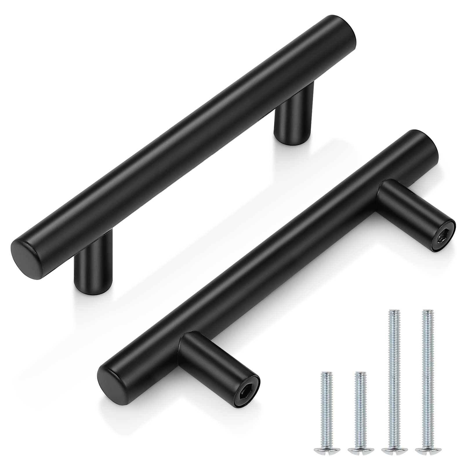 Probrico (5 Pack 3" Hole Centers Gold Cabinet Pulls, Euro Bar Cabinet Hardware Kitchen Bathroom Cabinet Modern T Bar Dresser Pull Drawer Handles, 5 Inch Overall Length