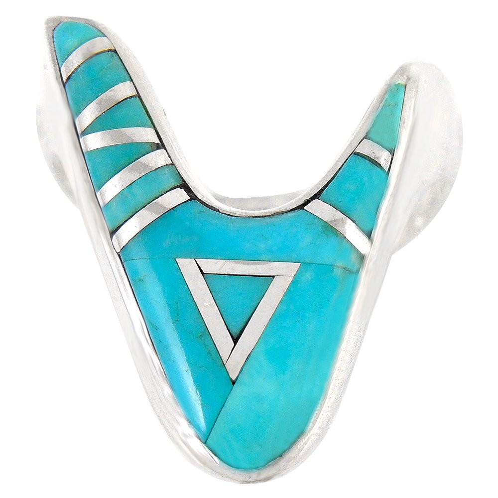 Turquoise Ring Sterling Silver 925 Genuine Gemstones Size 6 to 11 (Turquoise) (9)