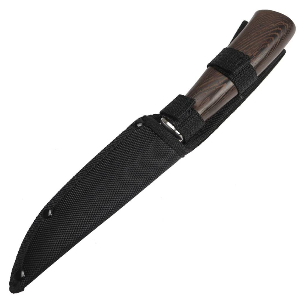 Western Wenge Wood Handle Hunting Survival Fixed Blade Fishing Knife Sheath 9"