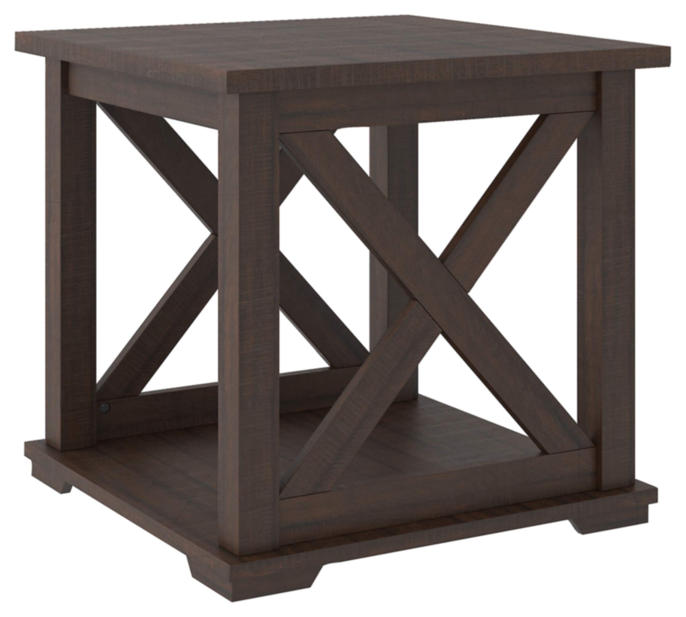 Signature Design by Ashley Camiburg Modern Farmhouse End Table with Crossbuck Details, Brown