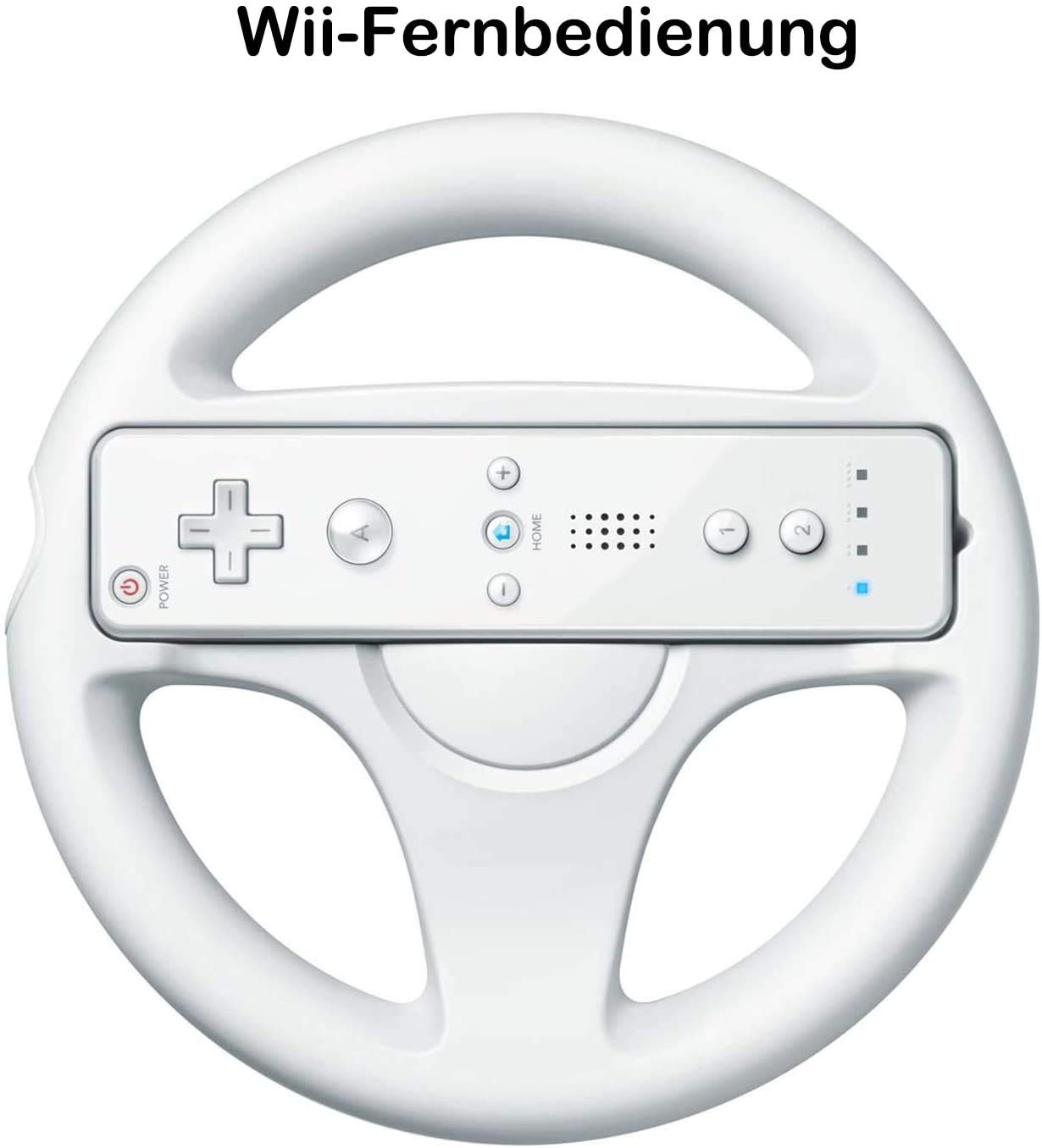 Steering Wheel for Wii Controller, 2 pcs White Racing Wheel Compatible with Mario Kart, GEEKLIN Game Controller wheel for Nintendo Wii Remote Game-White