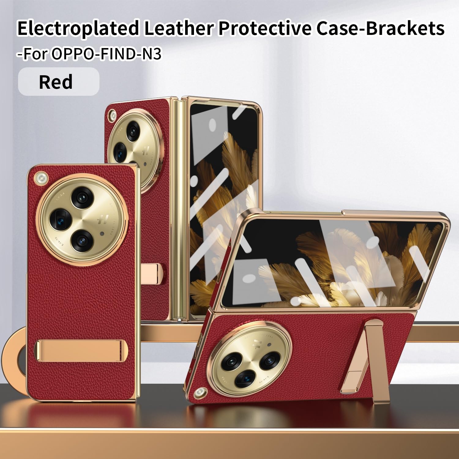 Phone Flip Case Compatible with Oppo Find N3 Case with Screen Protector Case, Luxury Shockproof Electroplated Case,Shockproof Cover Anti-Drop Full Protective Cover Compatible with Oppo Find N3 Protect