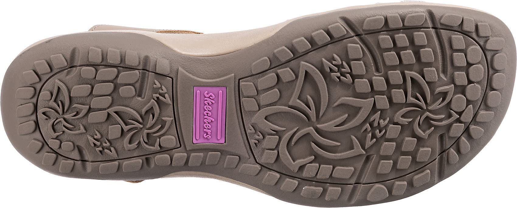 Skechers Women's Reggae Slim-Takes Two Flat Sandal, Taupe, 6 Wide
