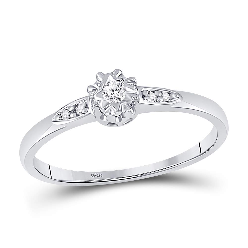 The Diamond Deal 10kt White Gold Womens Round Diamond Solitaire Bridal Wedding Engagement Ring 1/20 Cttw