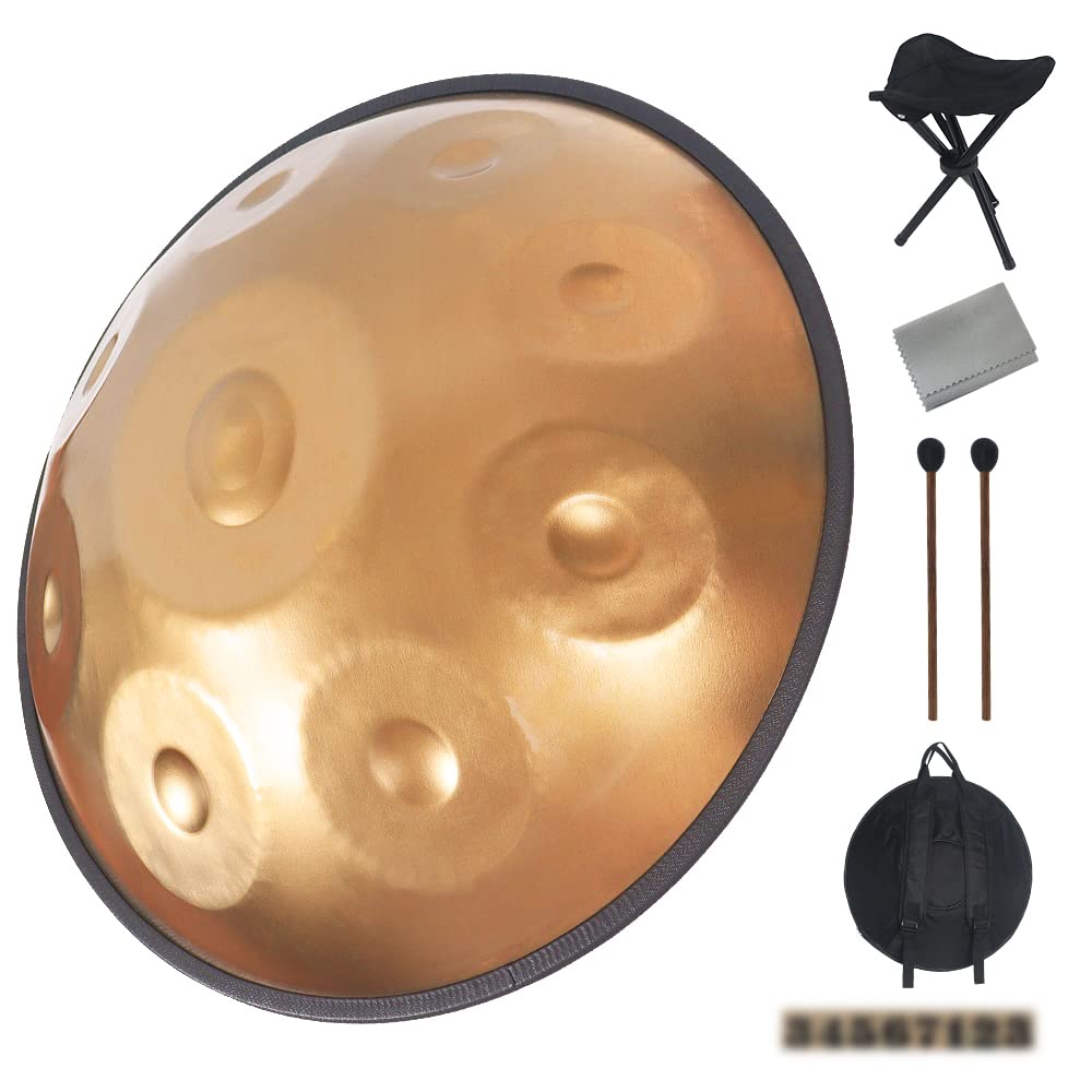 Yasisid Handpan Drum in D Minor 9 Notes 440Hz 22 Inches Steel Hand Drum with Edge Strings