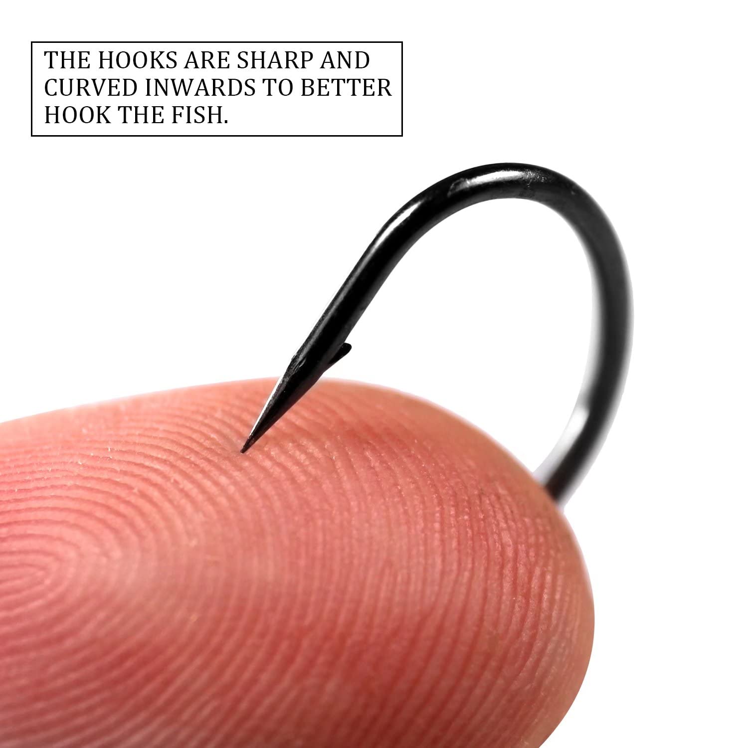 THKFISH 50pcs/Box Fishing Offset Worm Hooks EWG-Offset Fishing Hooks Round Bend Offset Worm Hooks Wide Gap Hooks with Barbed Shank #2#1 1/0 2/0 3/0-Offset Wide Gap Hooks