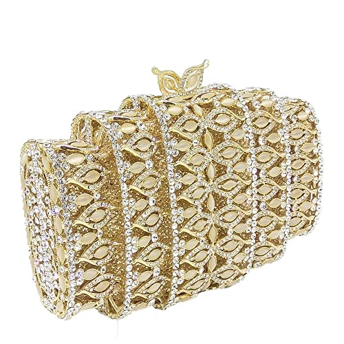 ZHUHW Hollow Out Crystal Women Evening Bags Stones Beaded Wedding Clutch Bridal Purse