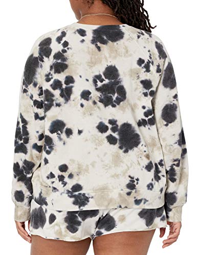 The Drop Women's Caroline Raglan Long Sleeve Fleece Sweatshirt, Black Tie Dye, M