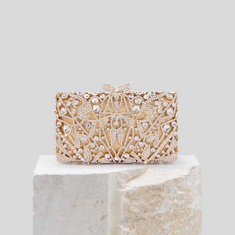 ZHUHW Hollow Out Women Clutch Bag Purse Crystal Wedding Bride Evening Bag