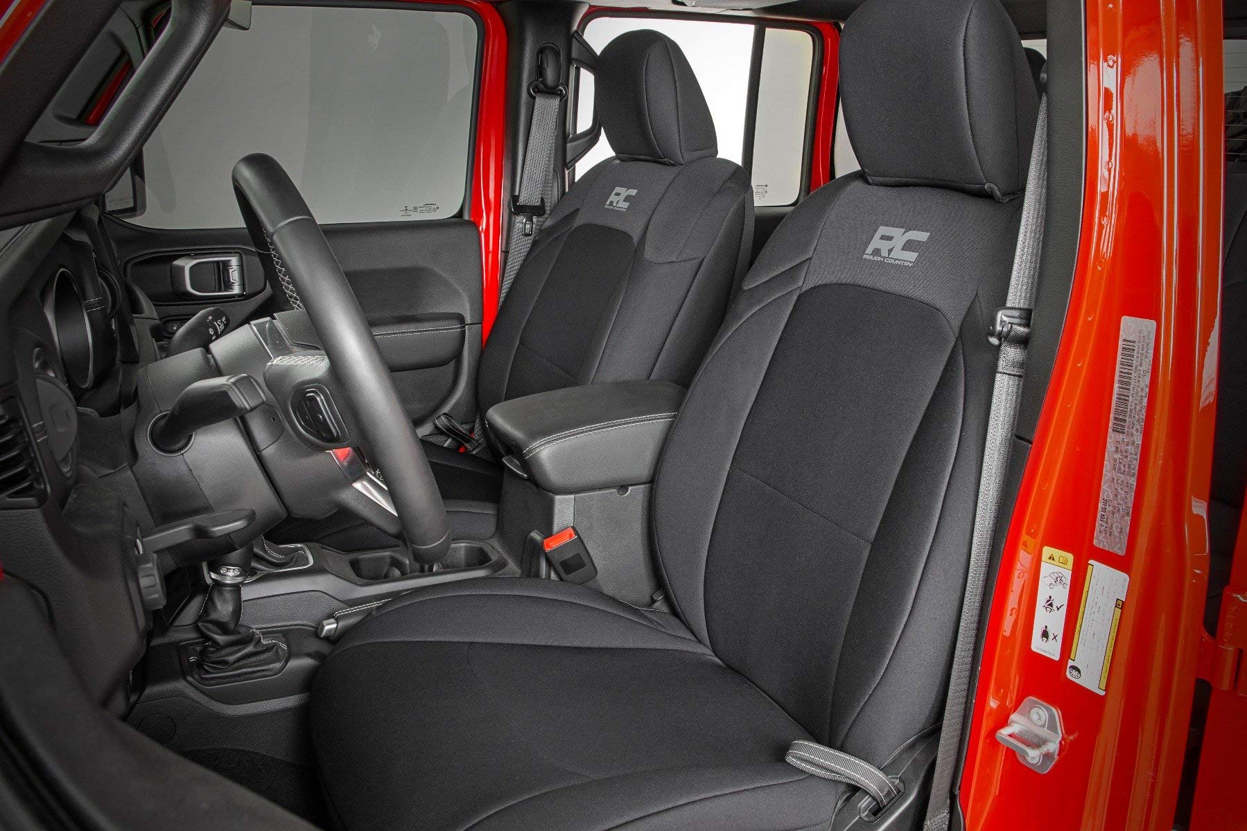 Rough Country Neoprene Seat Covers for 2020-2022 Jeep Gladiator JT - 91034, Front/Rear, Black