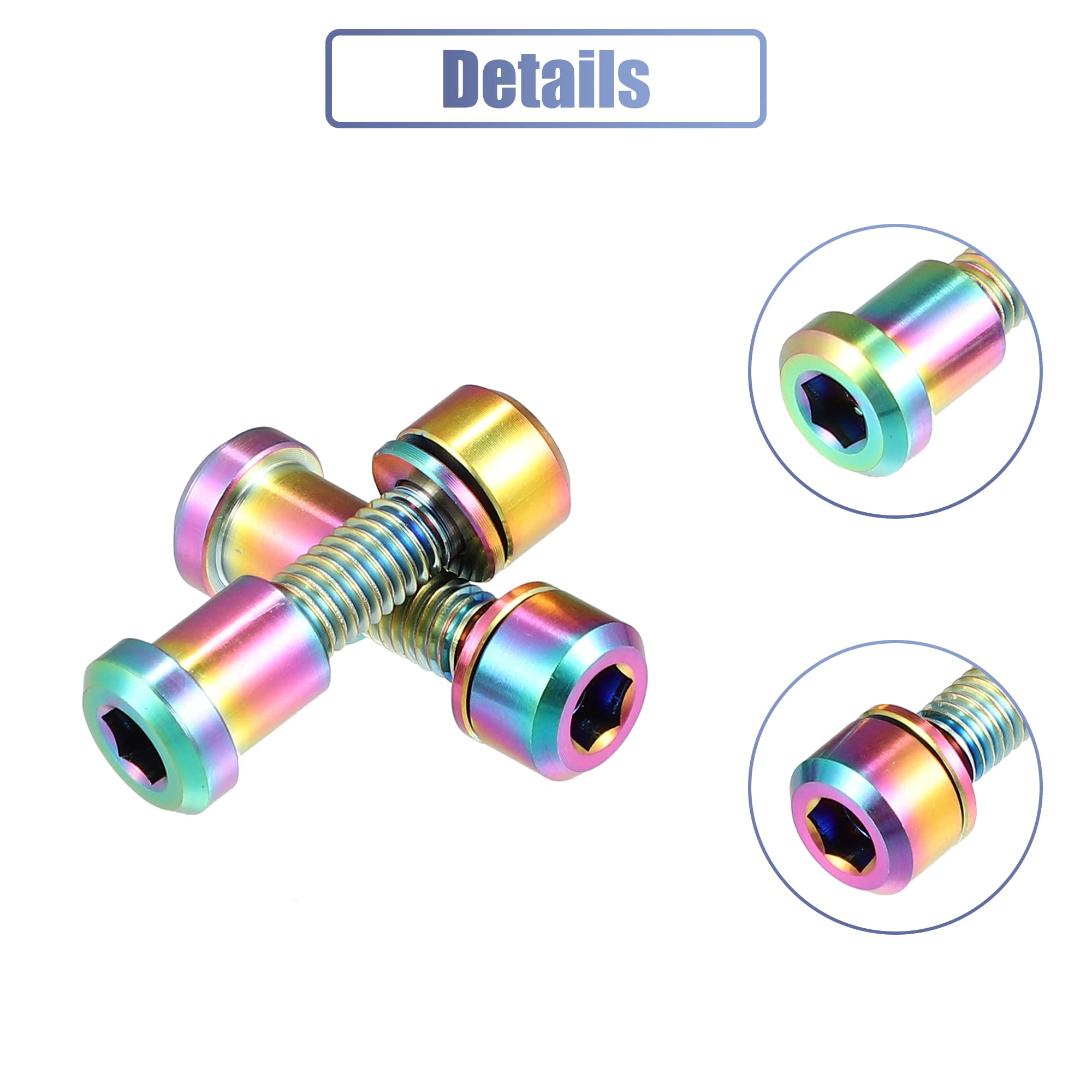 X AUTOHAUX 2pcs M5x18mm Titanium Alloy Bicycle Stem Bolts Hex Socket Head Cap with Steerer Clamp Nut for BMX MTB Road Bike Multicolor