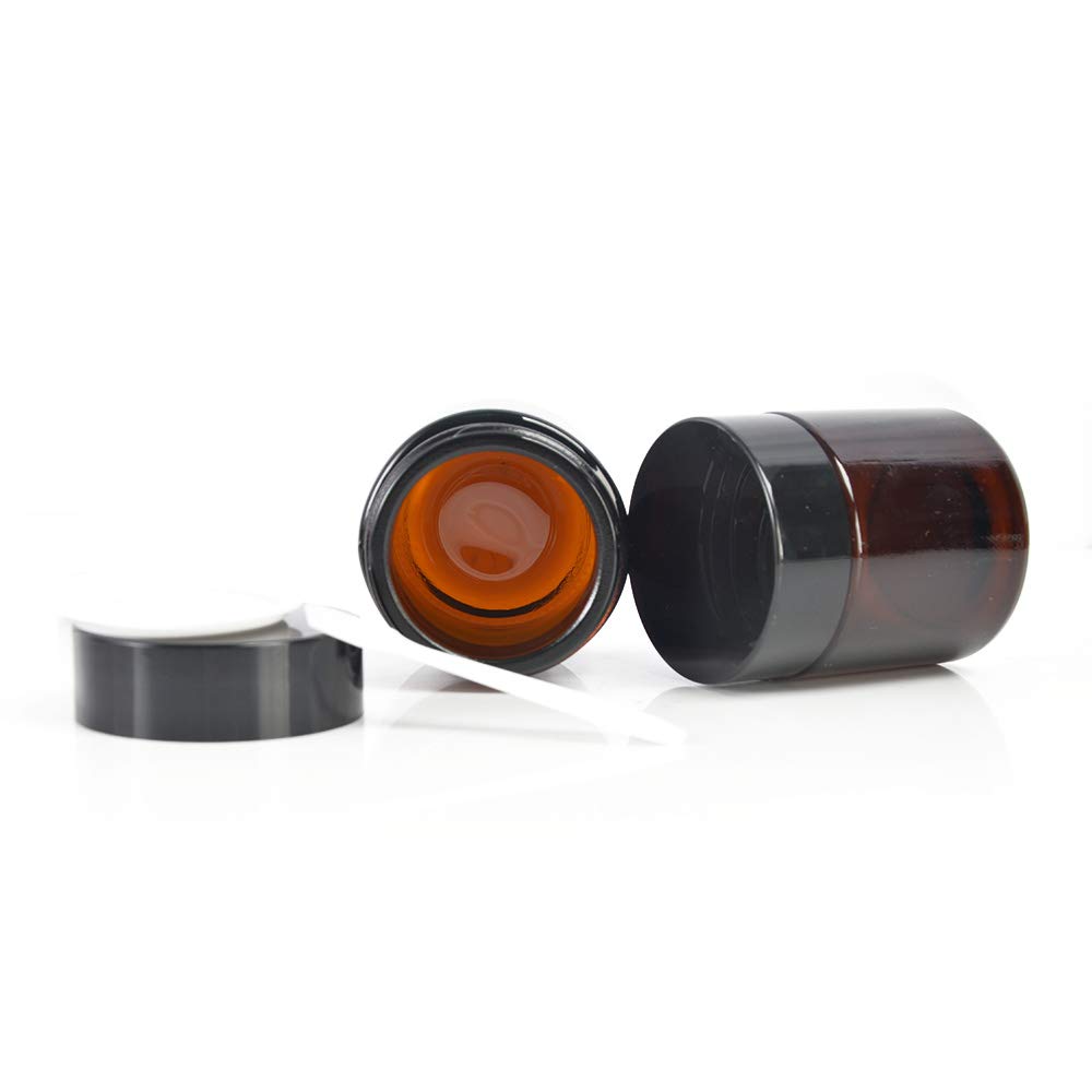 STARSIDE 12 Pack 120 ml 4 oz Amber Glass Jars with Black Lids & Inner Liners,Round Jars for Cosmetics and Face cream Lotion.