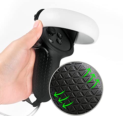 Sinbomay- Silicone Touch Controller Grip Cover &Face Cover Mask for Oculus Quest 2 Accessories Knuckle Strap Set , Anti-Throw Handle Protective Sleeve with Adjustable Hand Strap