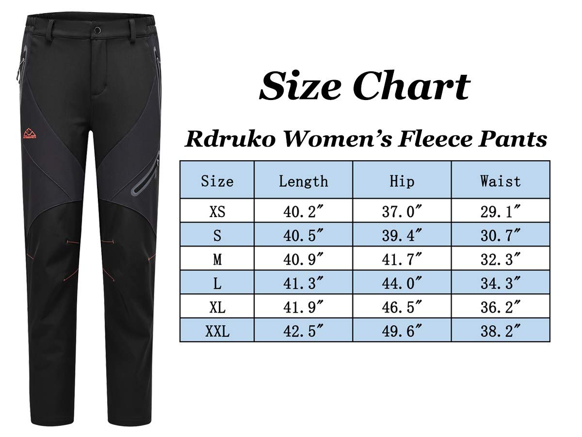 Rdruko Women's Snow Pants Waterproof Insulated Fleece Thermal Ski Hiking Snowboard Pants(Black, US M)
