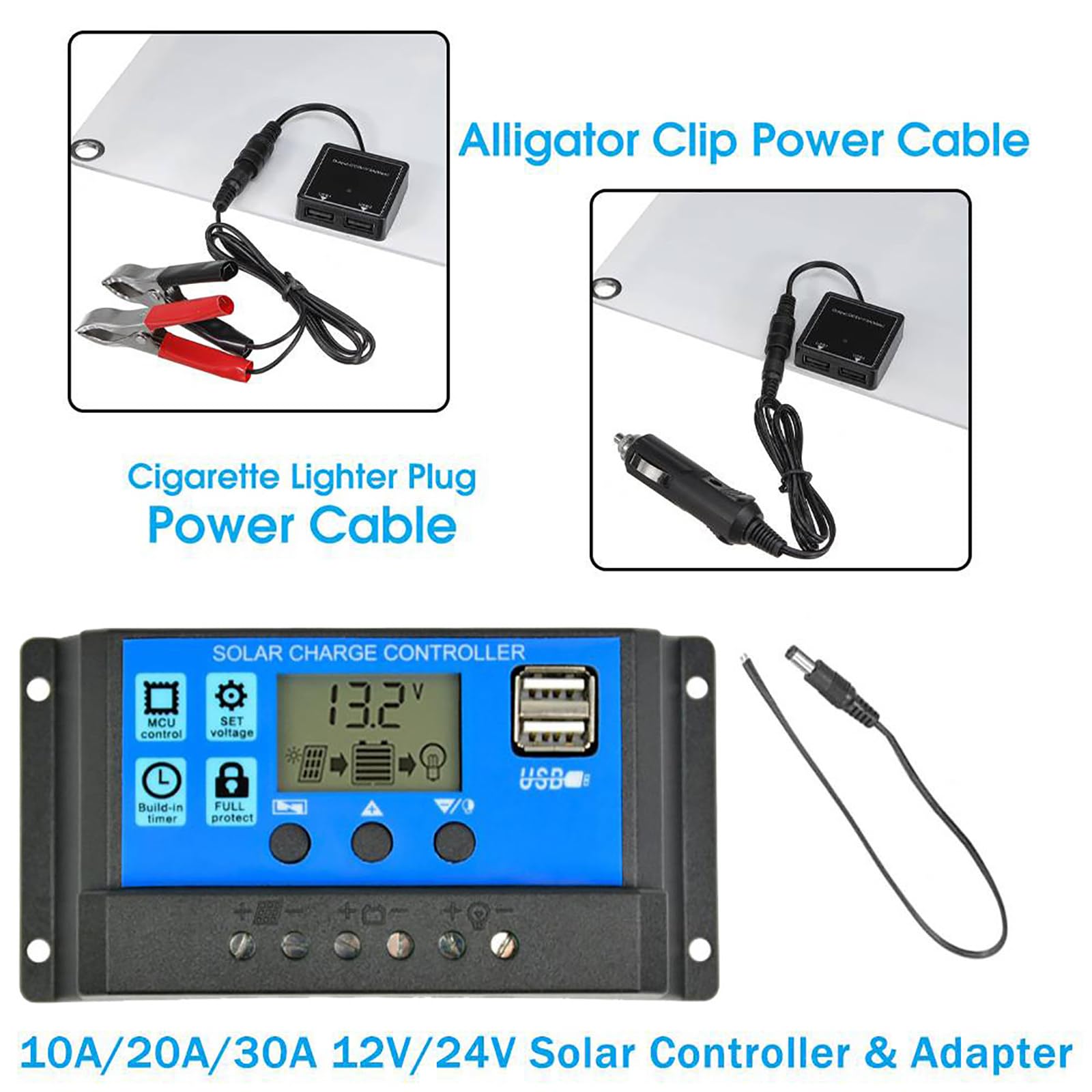 Solar Panel (25w/50w/75w/100w), Dual Usb18v/5v, With 20a Controller, Photovoltaic Battery System(12v Battery Power Charging), For Rv, Boat, Trailer, Farm,75W