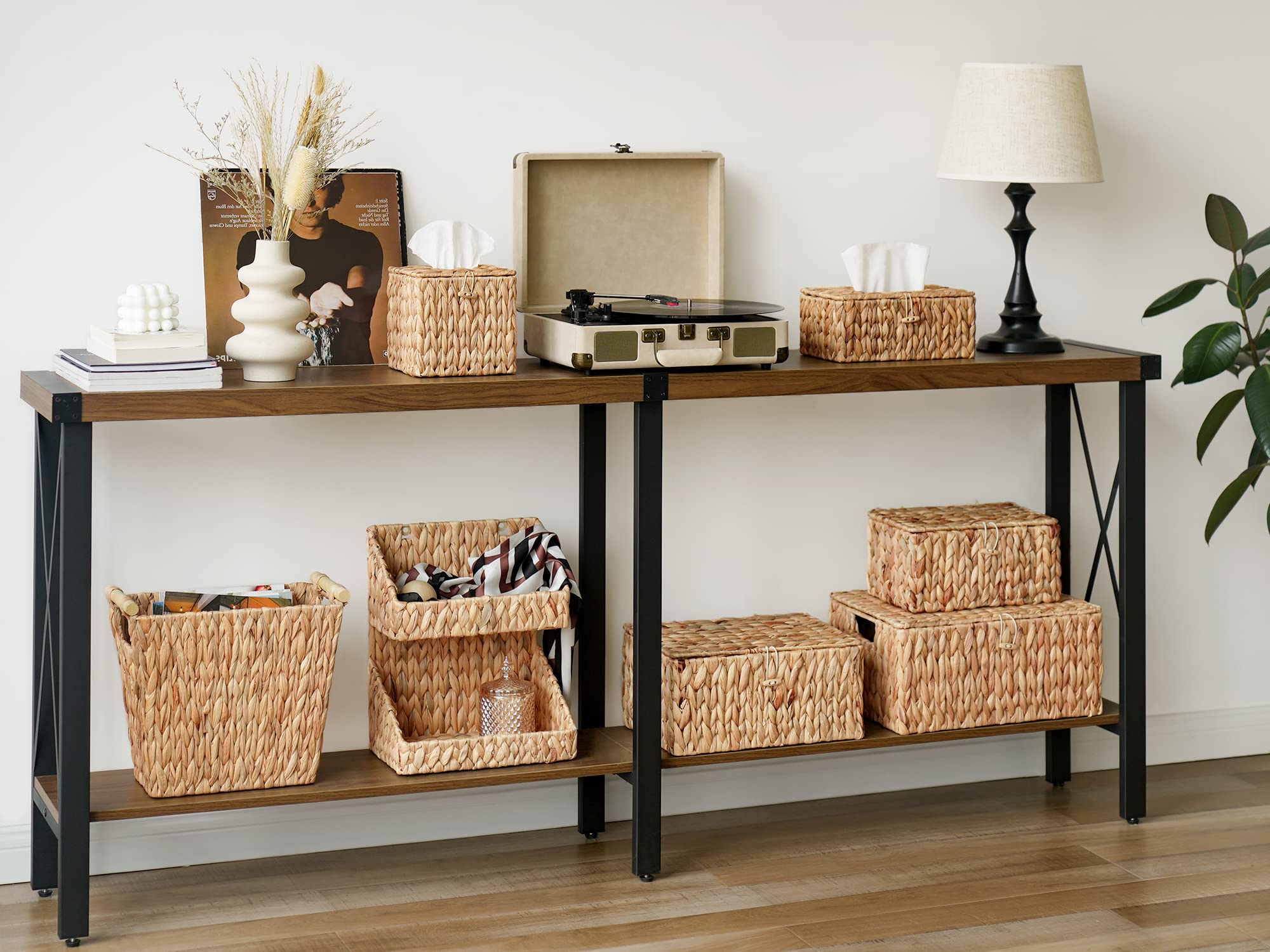 StorageWorks Wicker Baskets for Storage & 2-tier Water Hyacinth Storage Baskets