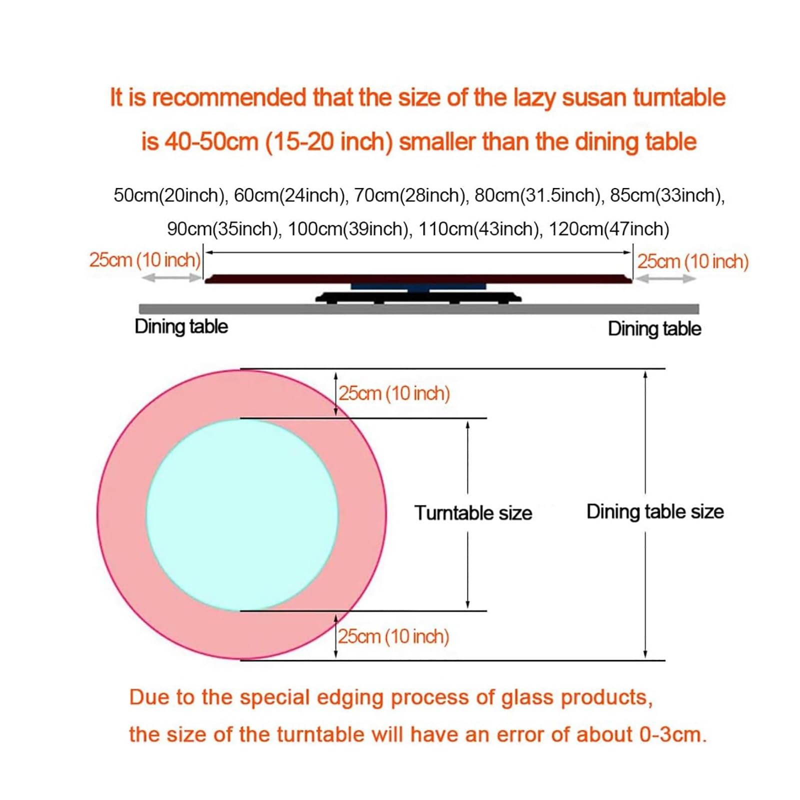 Round Dining Table Swivel Large Tabletop, Heavy Duty Lazy Susan Tempered Glass Serving Plate Transparent Rotating Tray, for Restaurant Hotel Table Top Turntable ( Color : Clear , Size : 90cm (35inch)