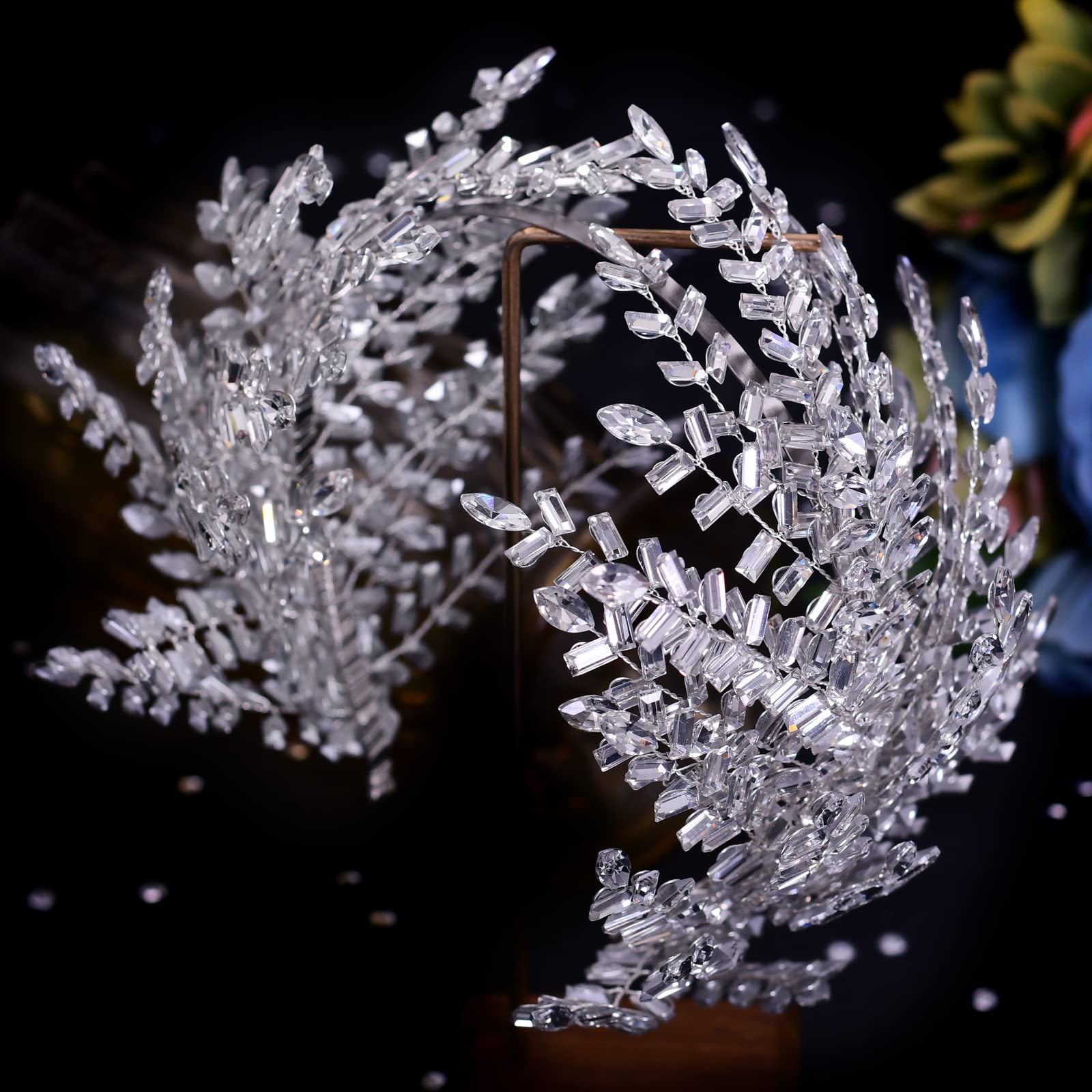 TFANUO Bridal Headpieces for Wedding Women Rhinestone Headband Crystal Tiara Wedding Silver Bridal Hair Accessories