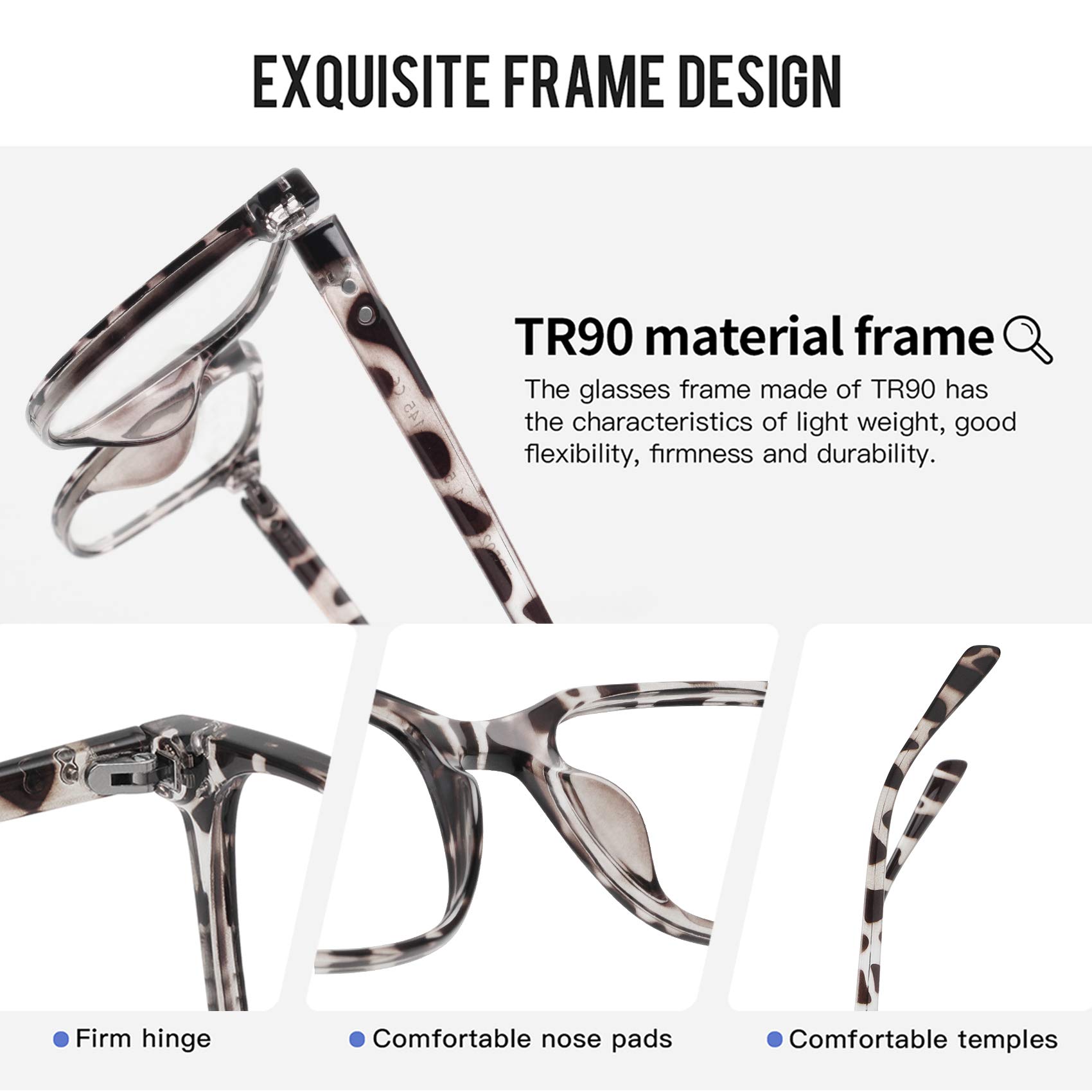 STORYCOAST 2 Pack Blue Light Blocking Glasses,Square Computer Glasses Women Men,TR90 Super Light Frames (Gray Leopard+Clear, 56)