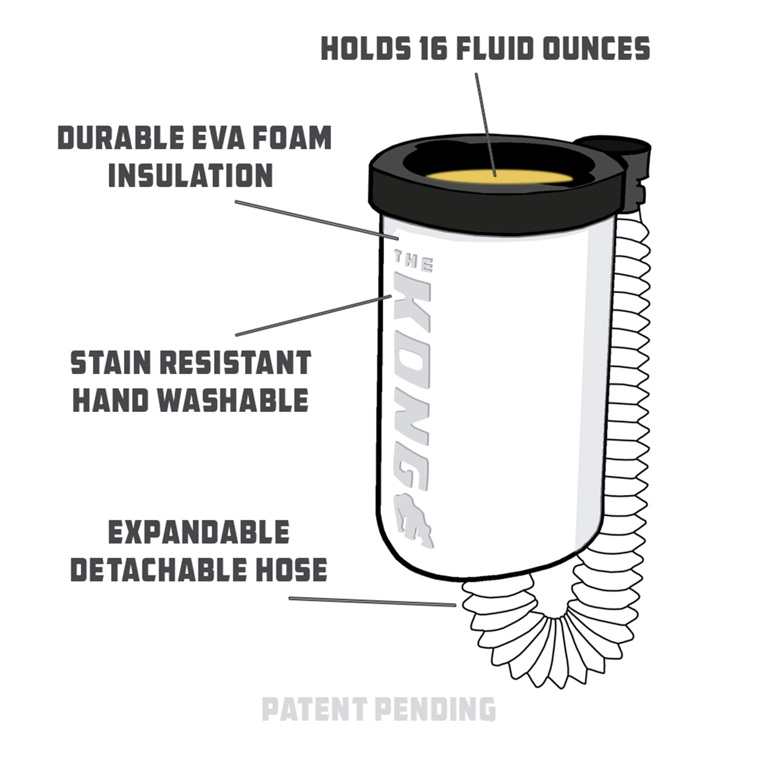 The Kong 2.0. A Portable Can or Bottle Cooler/Cup with A Detachable, Expandable, Hose to Funnel Your Drink. (Black)