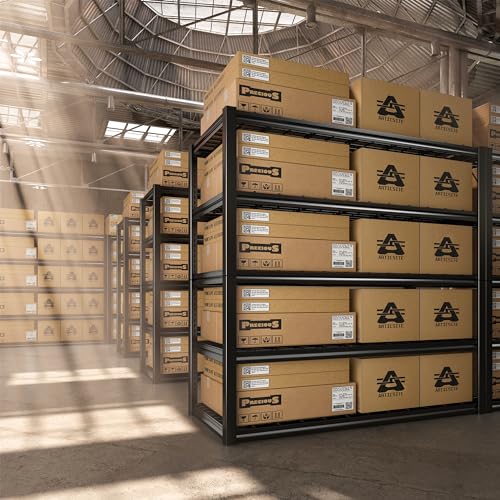 REIBII 48''W Garage Shelving 2500LBS Storage Shelves Heavy Duty Garage Shelves 5 Tier Adjustable Metal Shelves for Garage Storage Rack Heavy Duty Shelving Industrial Utility Shelf,48''W X 72''H X18''D