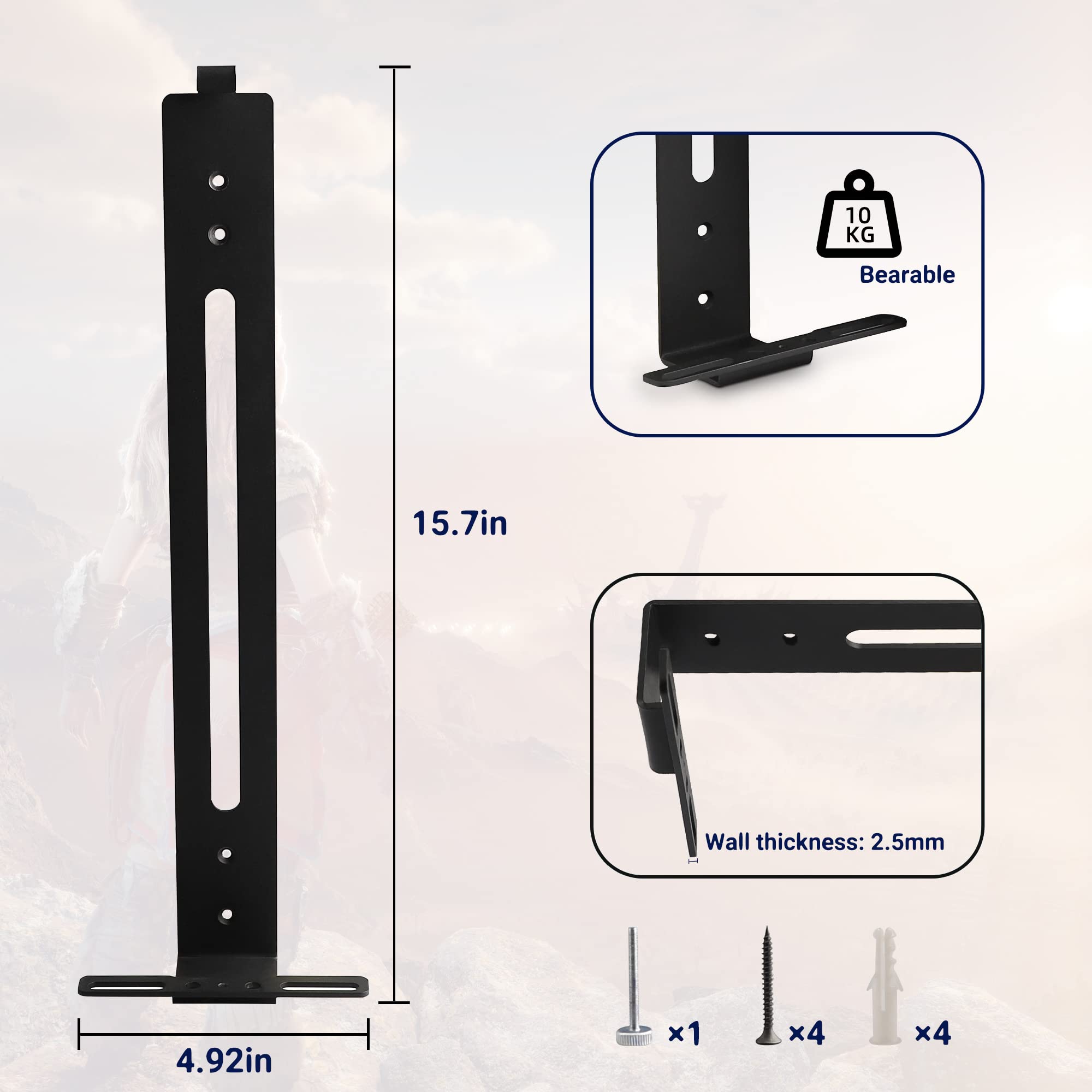 Xahpower Wall Mount for PS5, Steel Wall Mount for Playstation 5 Disc and Digital Versions (Black)