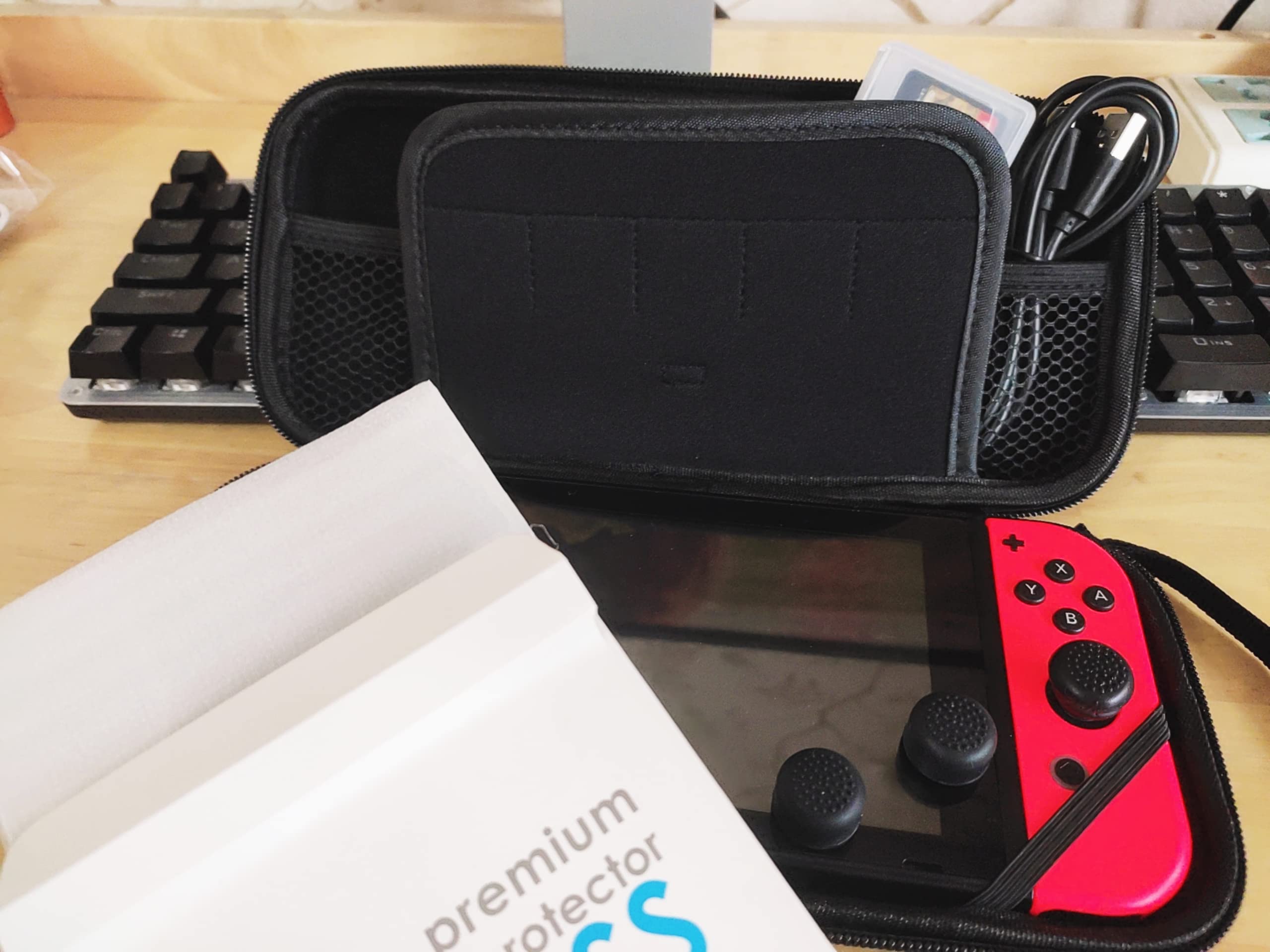 Switch carrying case Accessories Bundle for Switch OLED Protective Hard Shell Travel Carrying Case Pouch for Switch Console & Accessories-Good Gift for Switch (BLACK)