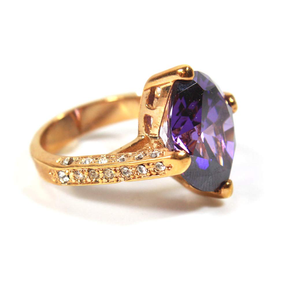 Purple Cubic Zirconia Ring Gold Tone Plating Womens Fashion Jewelry