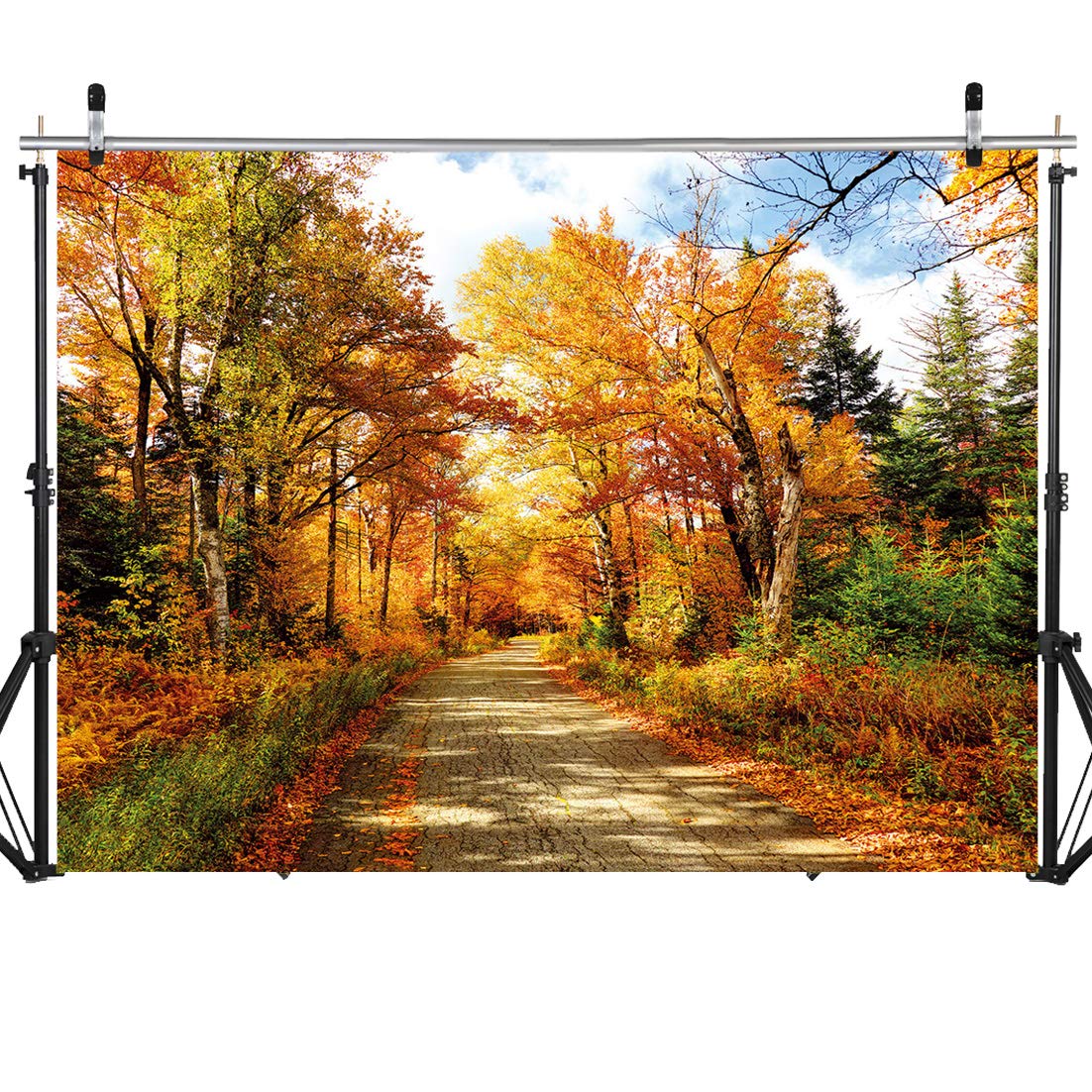 SJOLOON Fall Photography Backdrop Autumn Backdrop Golden Fallen Leaves Real Natural Landscape Photography Background for Party Decoration Banner Baby Shower Studio Props 11631 (7x5FT)