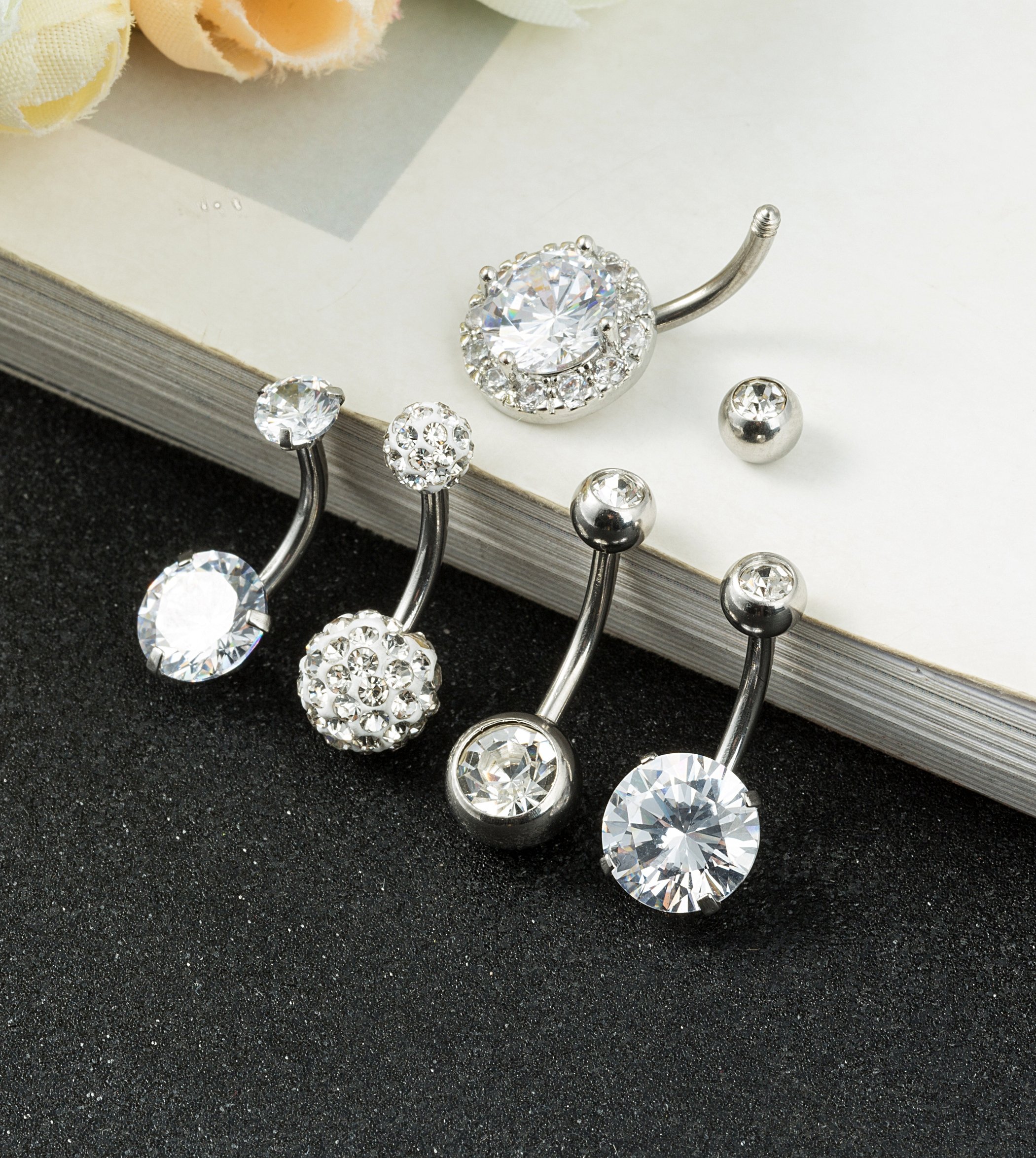 REVOLIA 14G Stainless Steel Belly Button Rings for Women Navel Rings CZ Body Piercing