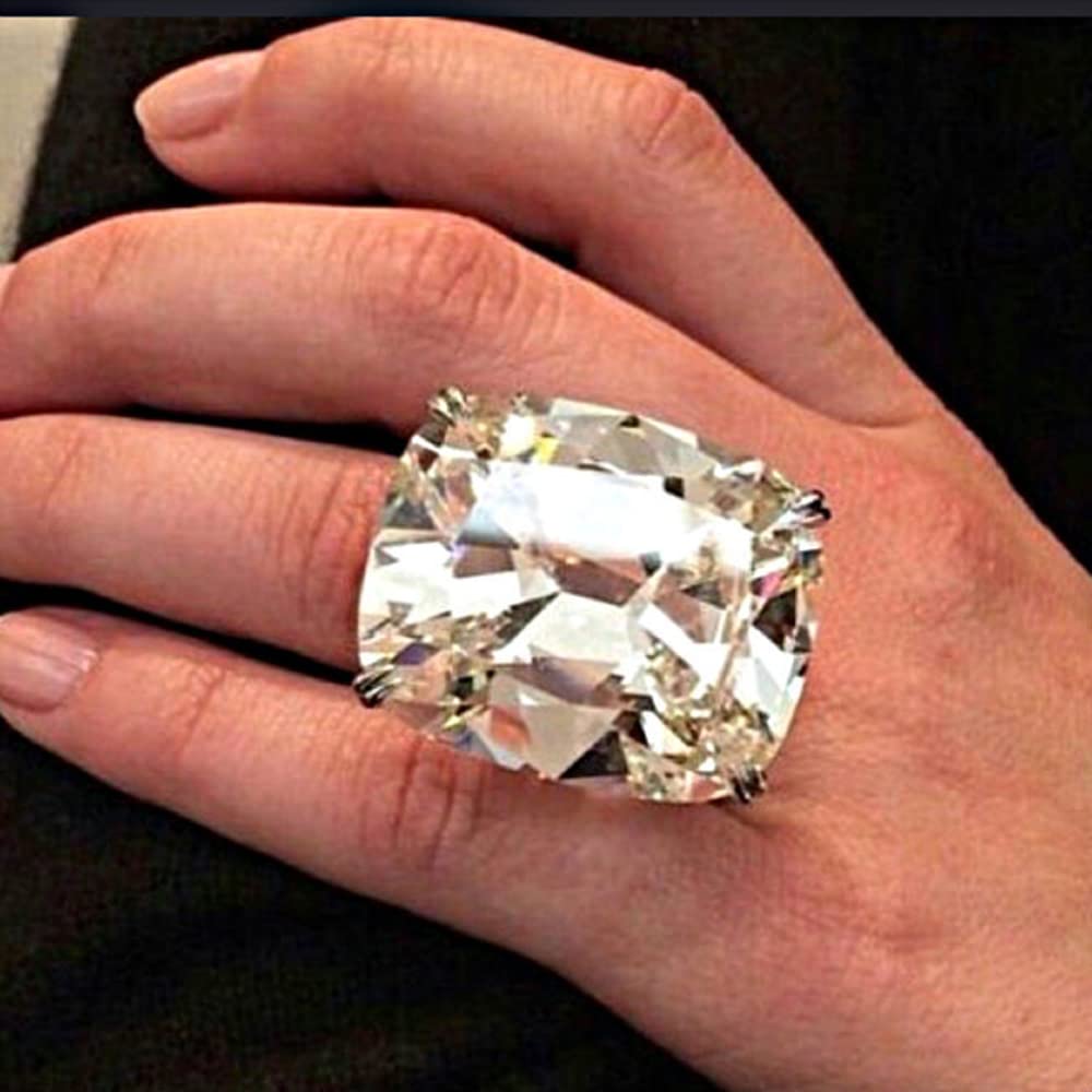 WDIYIEETN 925 Sterling Silver Shiny Huge White Birthstone CZ Crystal Wedding Rings (6)