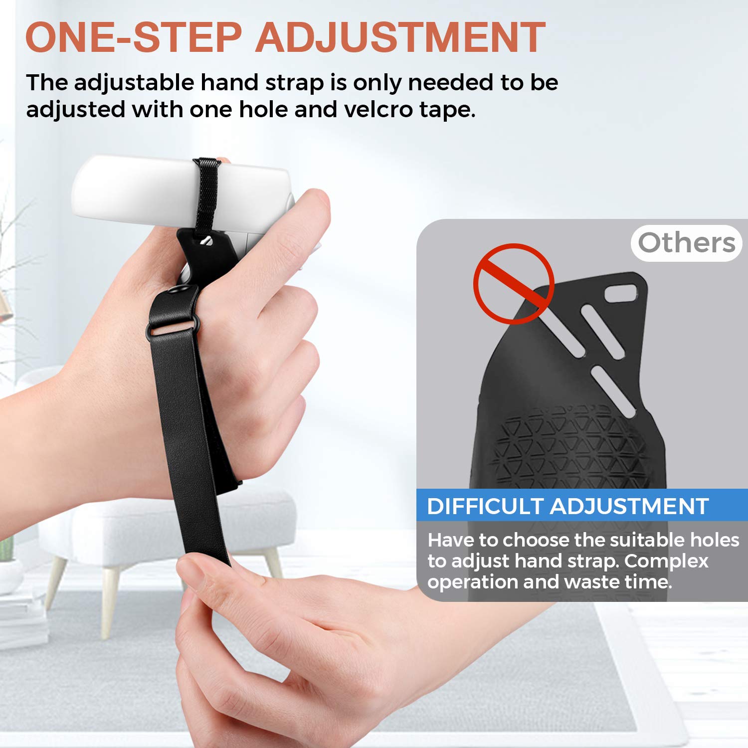 Touch Controller Grip Cover for Oculus Quest 2, Anti-Throw Handle Protective Sleeve Quest 2 Accessories with Premium PU-leather Adjustable Hand Strap