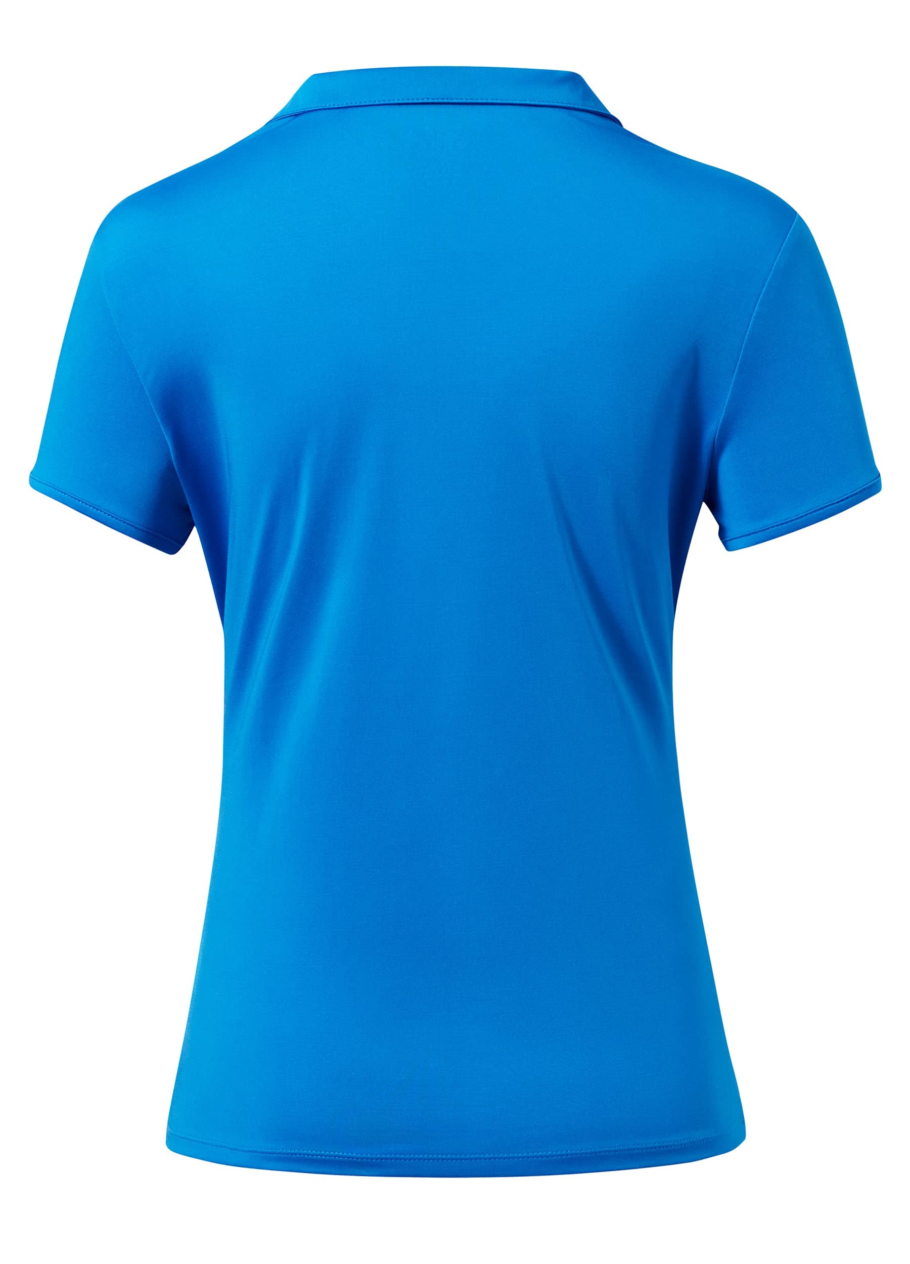 Willit Women's Tennis Shirts Quick Dry Golf Polo Shirts Short Sleeve Active Workout Shirts UPF 50+ Running Tops Brilliant Blue L