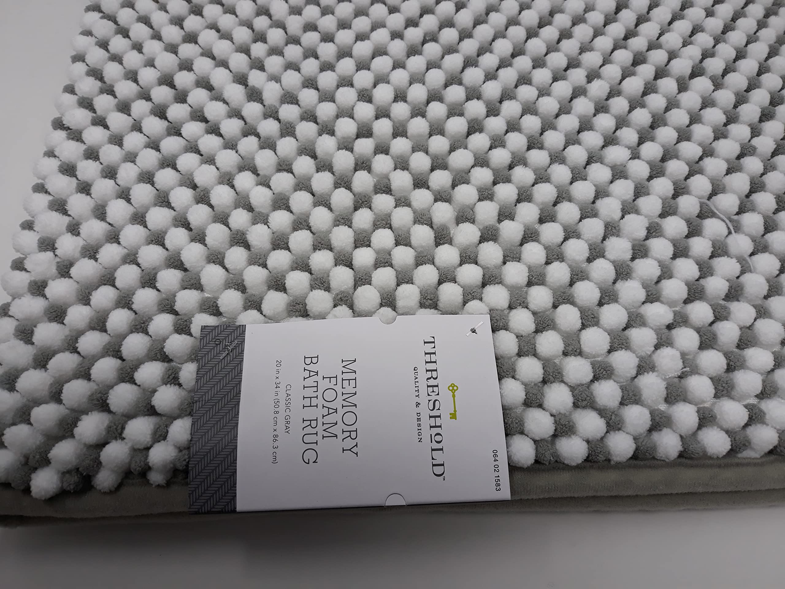 Threshold Low Chenille Memory Foam Bath Rug Gray and White 20 x34 - (Pack of 2) Grey