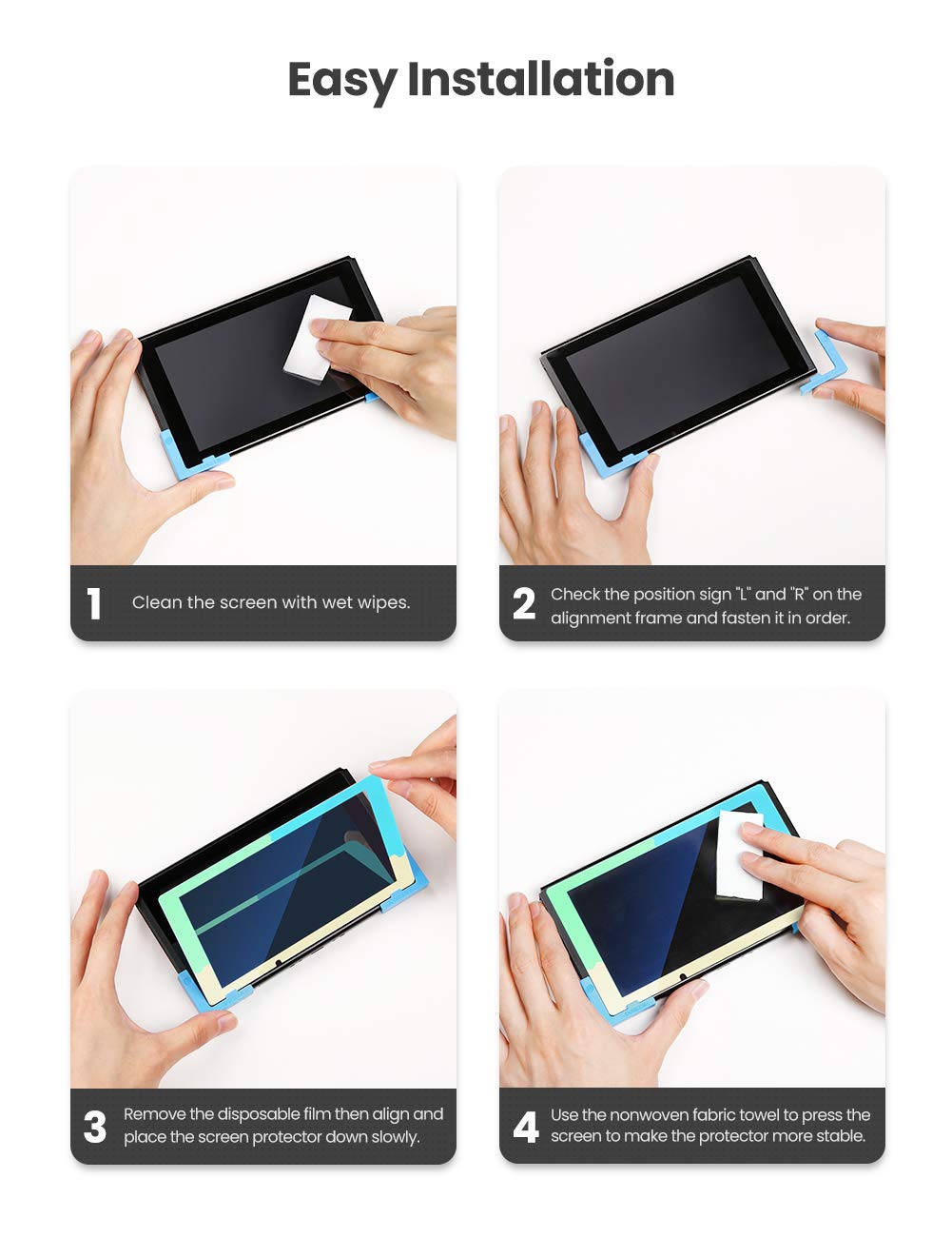 UGREEN Screen Protector Compatible with Nintendo Switch Animal Crossing Design Border Tempered Glass Transparent HD Clear Anti-Scratch 9H Hardness