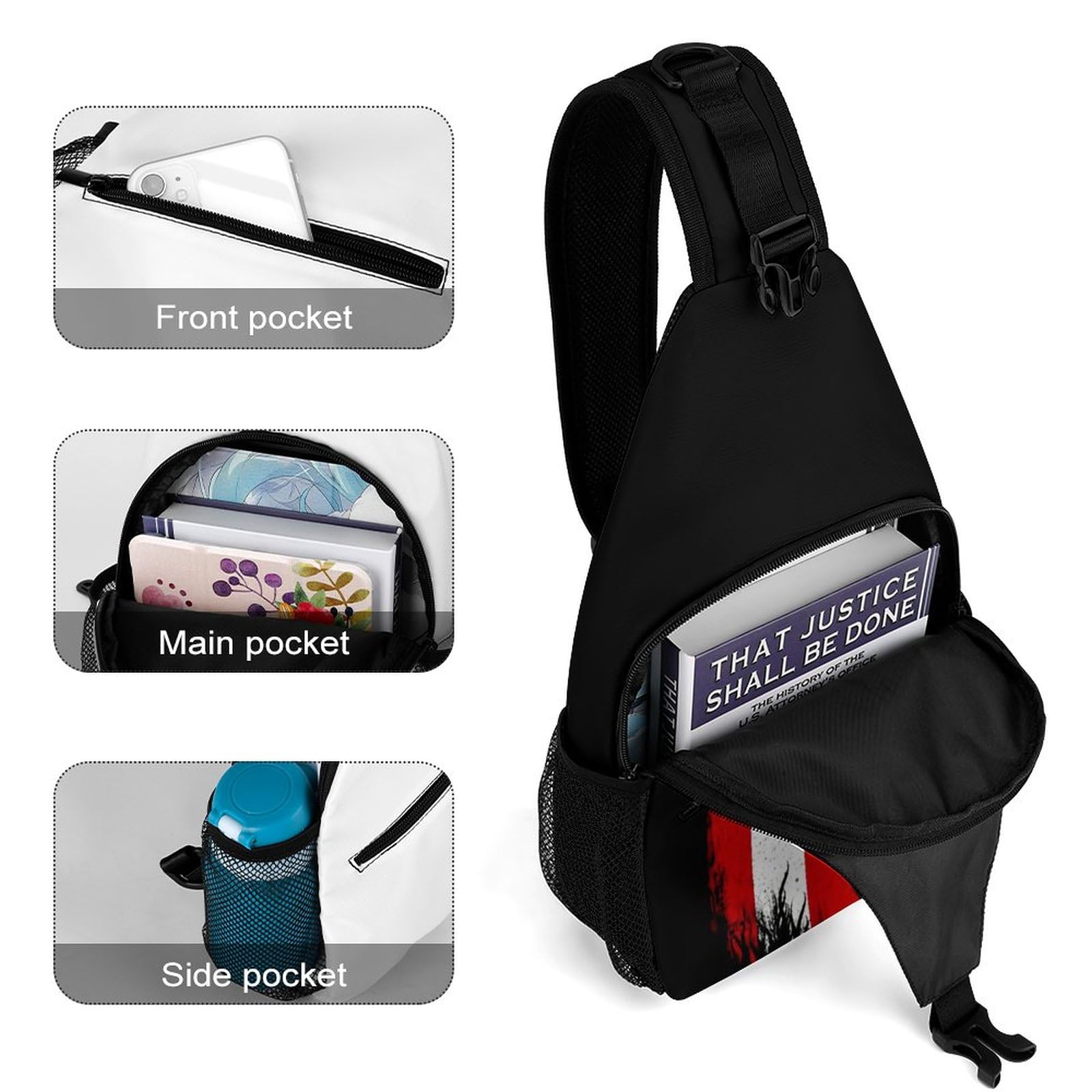 Sling Bag for Men - Puerto Rico Pr Flag Chest Bag Crossbody Backpack for Women Sports Travel Hiking Daypack