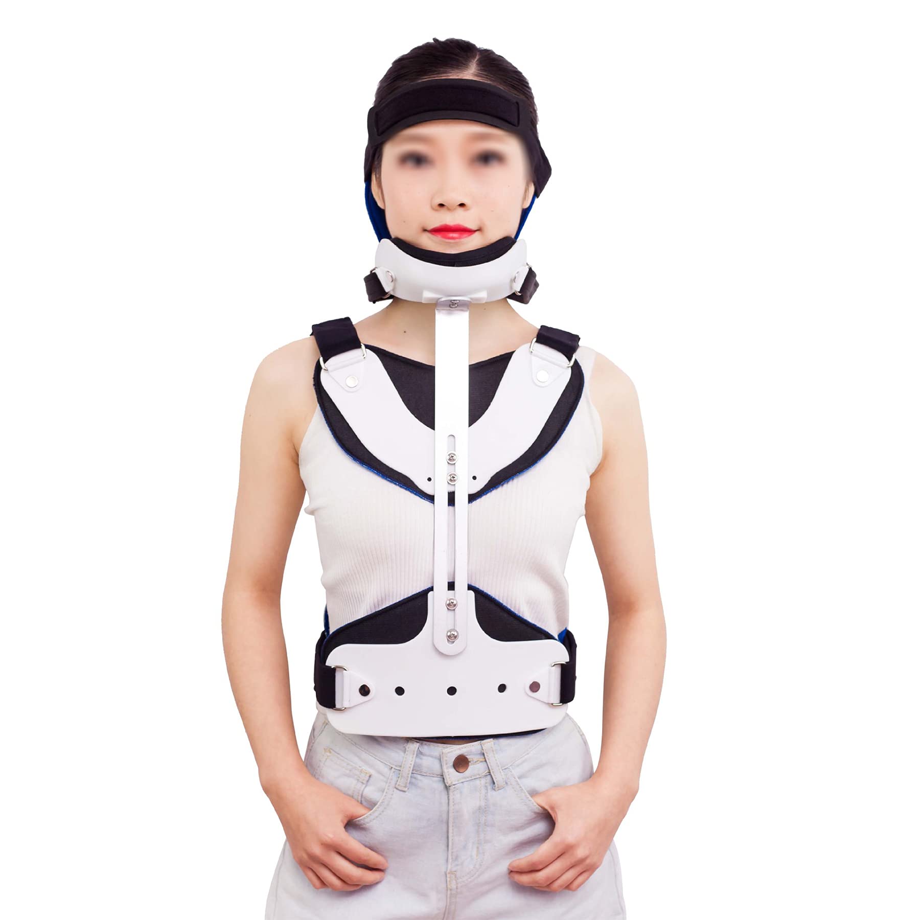 WILLQ Cervical Thoracic Corrector for Neck and Upper Back Injuries Relief for Post Trauma Arthritis Acute Pain Surgery Fractures Adjustable Head Neck Thoracic Orthosis Lumbar Support