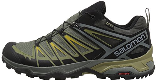 Salomon X Ultra 3 Gore-TEX Hiking Shoes for Men, Castor Gray/Beluga/Green Sulphur, 10.5