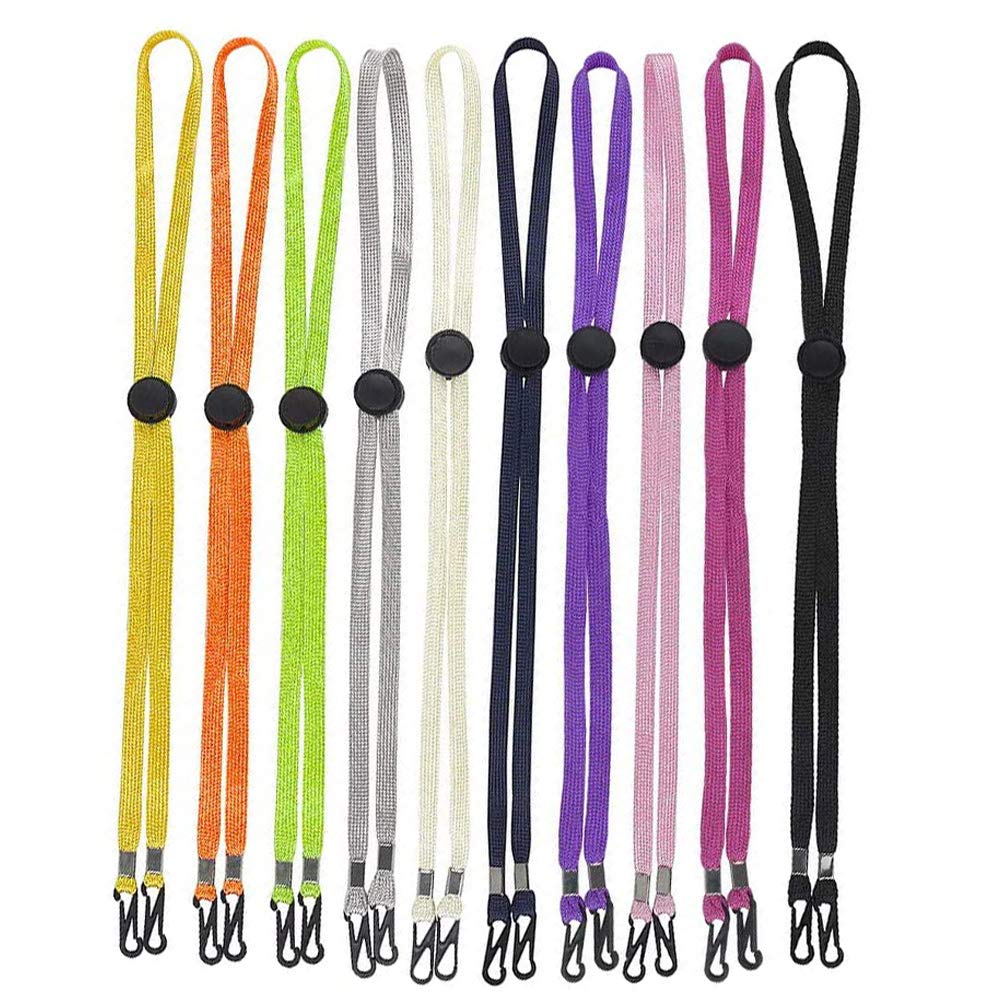 Tovip 10Pcs Mixed Color Hat Chin Cord with Adjustable Cord Fastener - Unisex Removable Sun Hat Chin Strap with Spring Loaded Stop Cord Lock, Windproof Buckle Retaining Clip