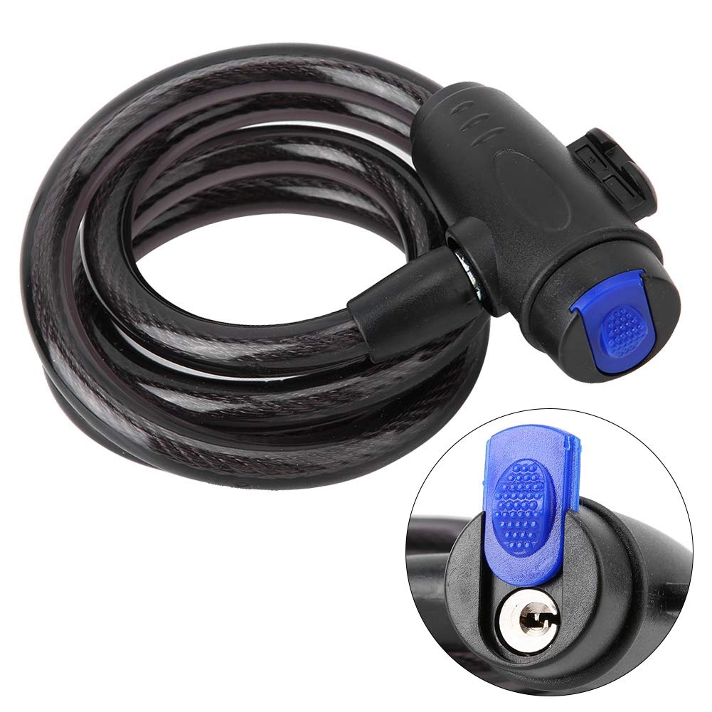 Wear-Resistant with Mounting Bracket Anti-Theft Bike Lock, Black Durable Bike Lock, Coiled Bike Locks for Indoor Outdoor