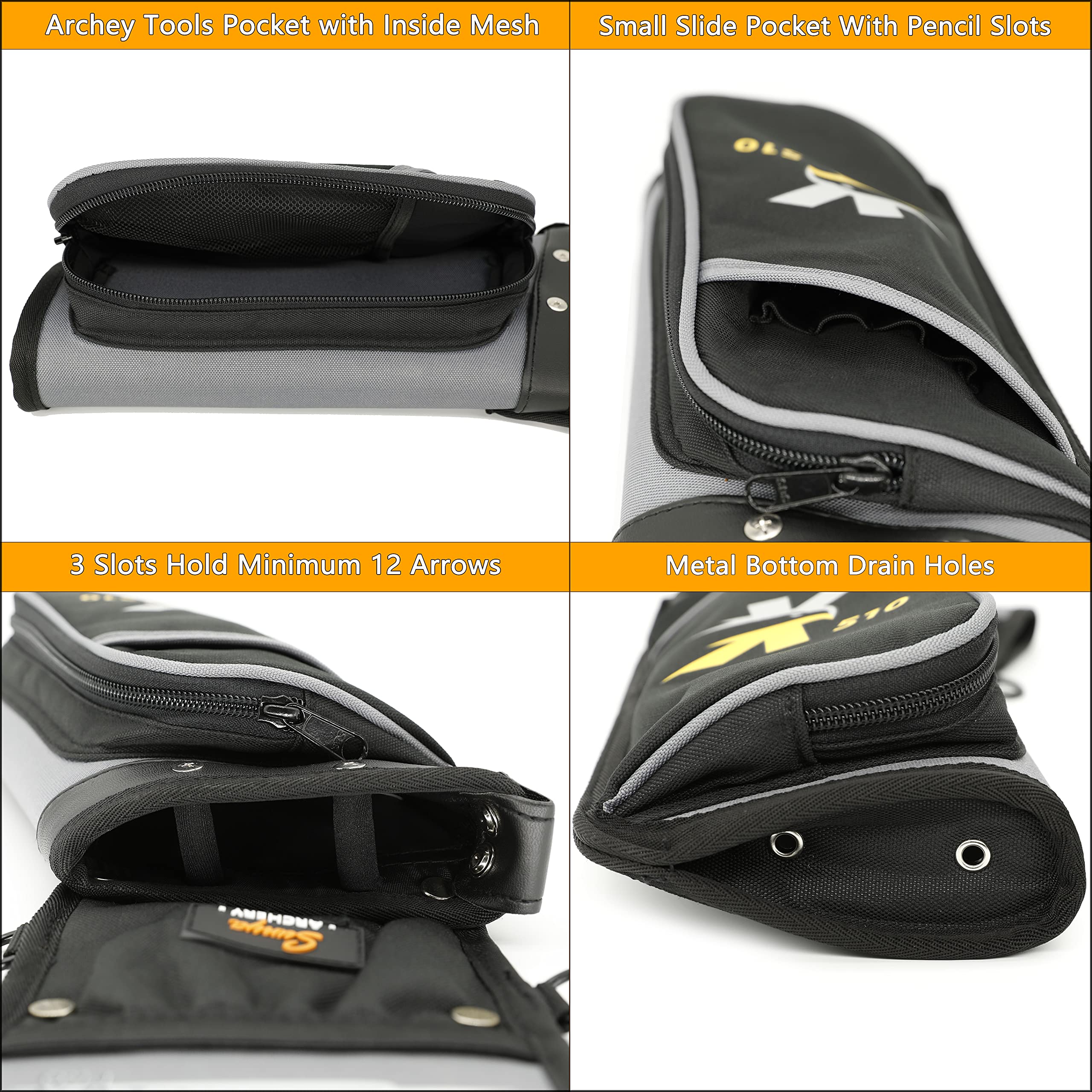 SUNYA Arrow Quiver, Hip Quiver for Compound Bow and Recurve Bow. Bow Quiver for Arrows. Field Archery Quiver - 3 Arrow Holder Slot