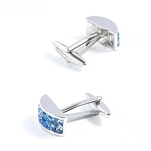White Square Crystal Zircon Cufflinks Men's Enamel Cuff Studs French Shirt Cuff Buttons (C)