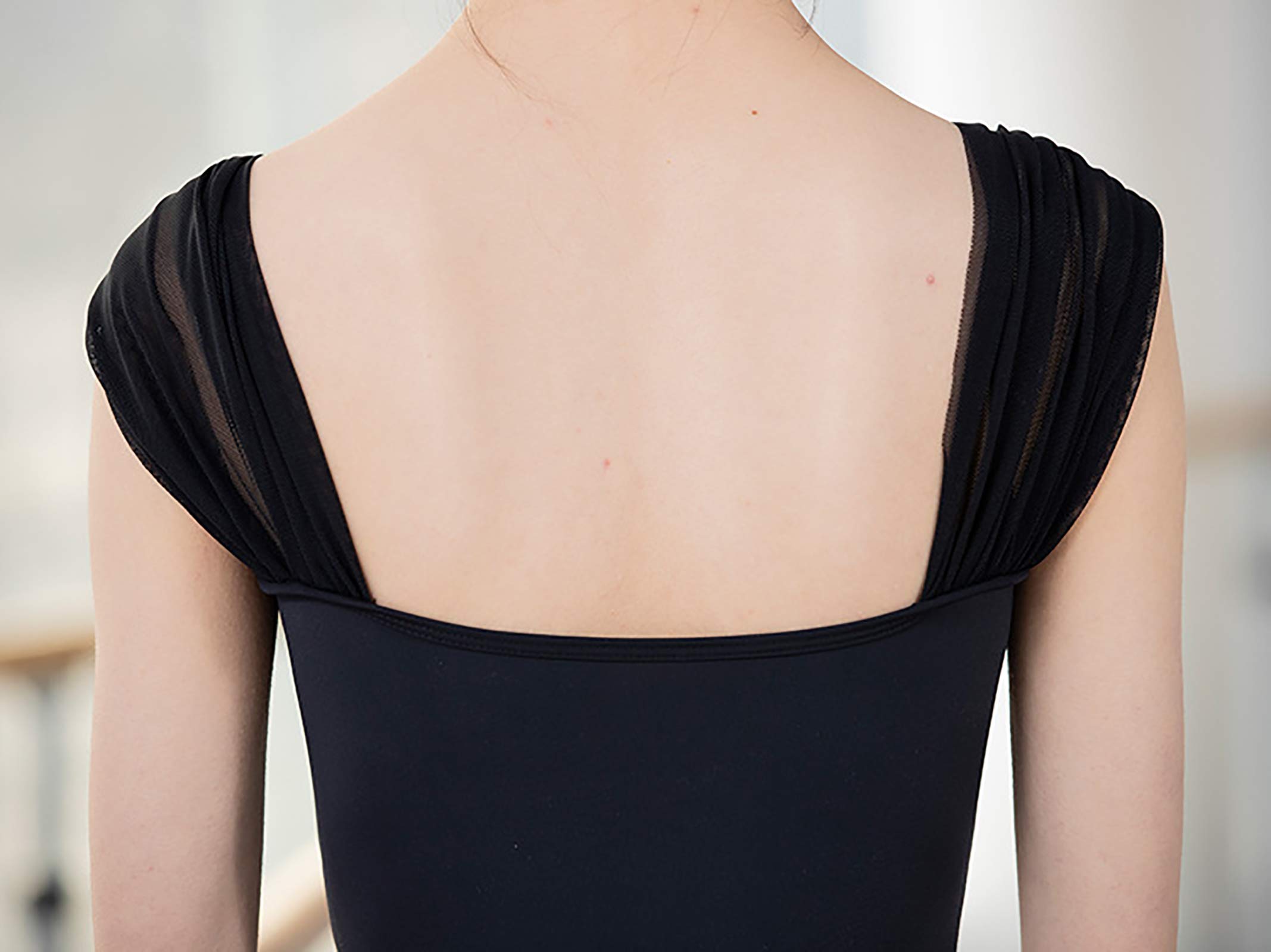 Whitewed Ballet Leotard Women Short Sleeve Gymnastics Ballet Bodysuit Dancewear Black